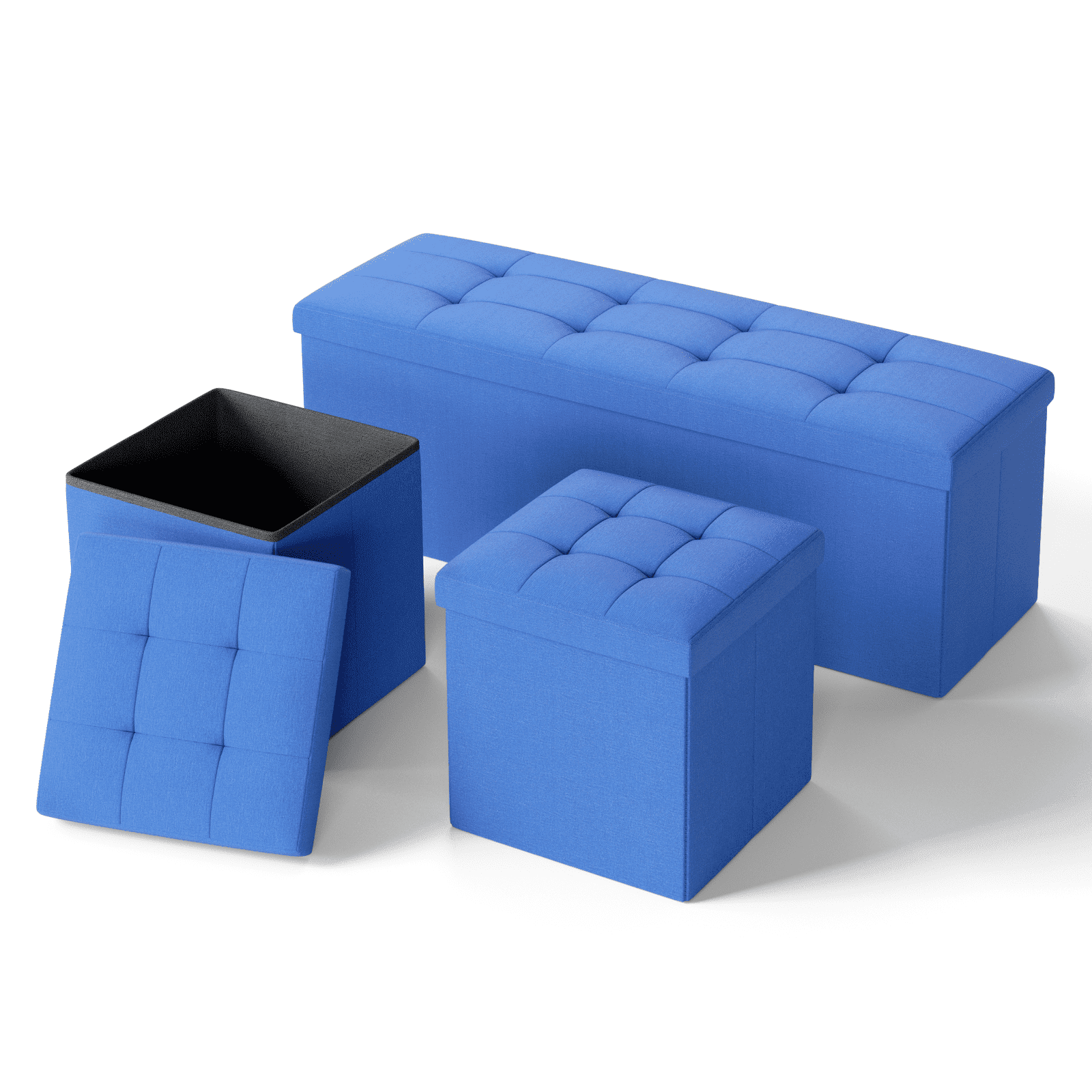 MoNiBloom 3 Pcs Large Storage Ottoman Set, Tufted Footrest, Bench for ...