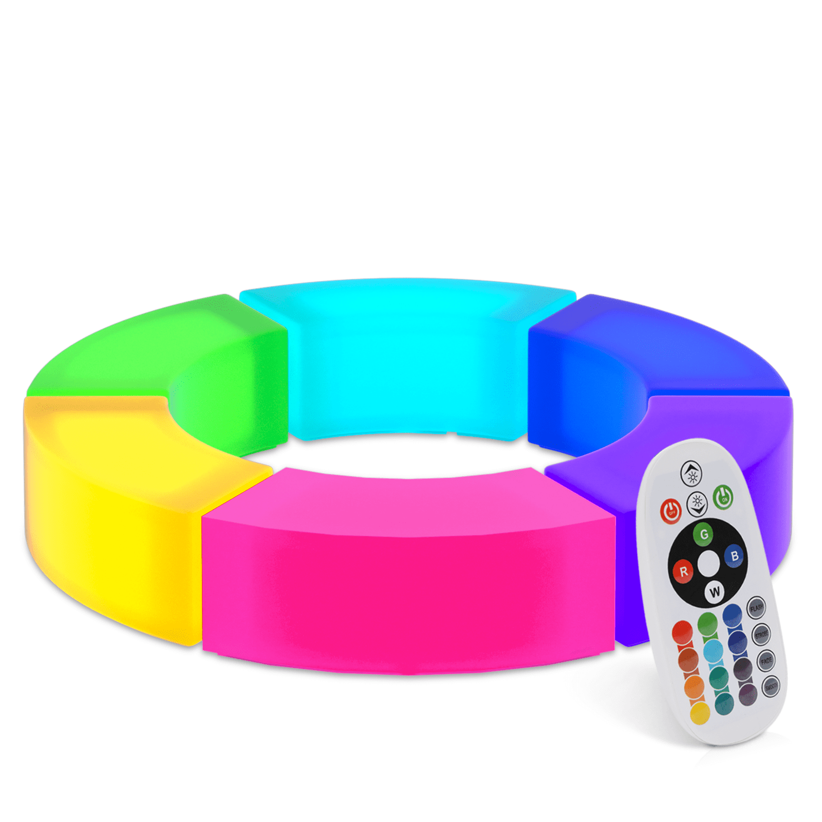 MoNiBloom Set of 6 LED Light Curved Bench Bat Stools, 16 Color Changing ...