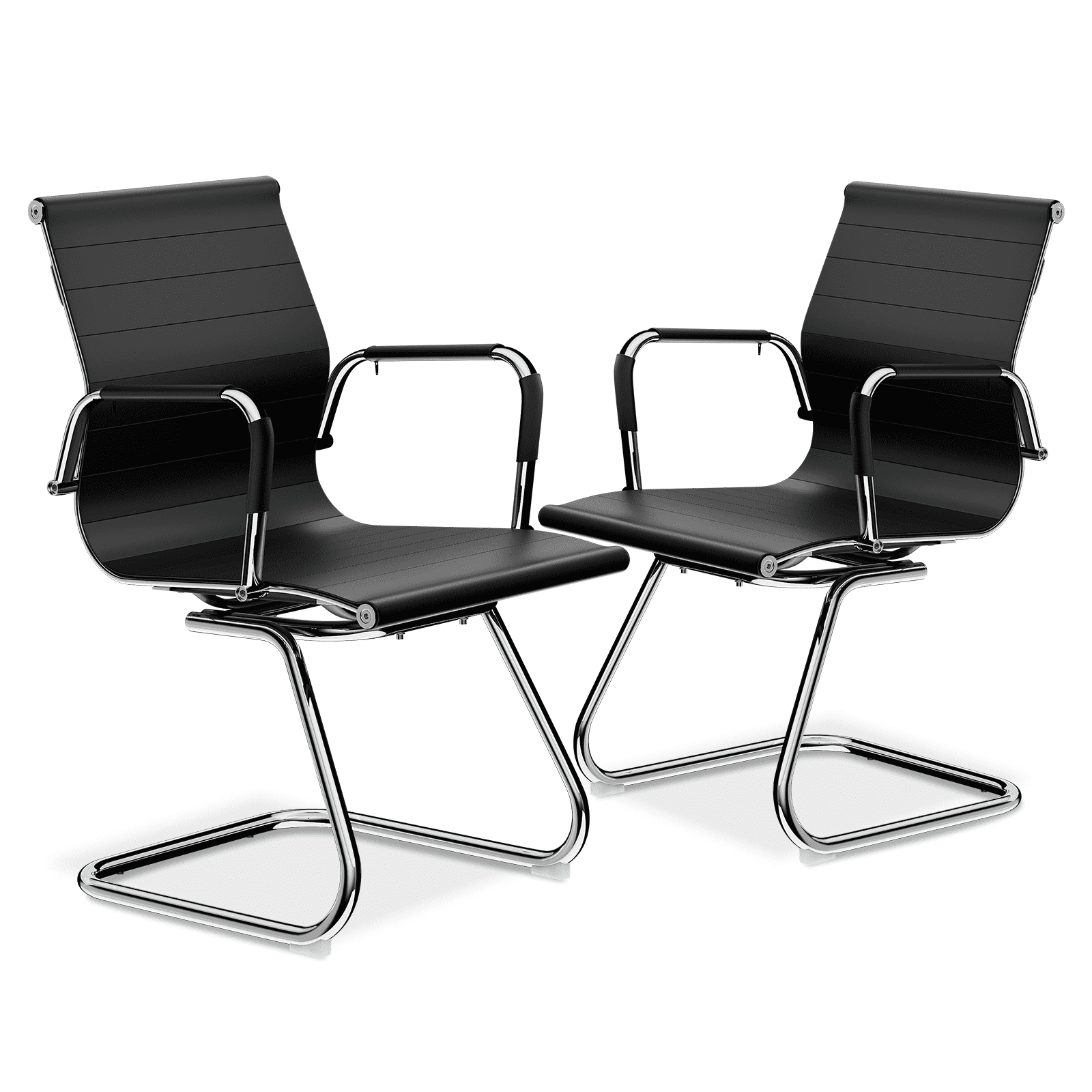 MoNiBloom Set of 2 Faux Leather Office Guest Chairs for Reception Room ...