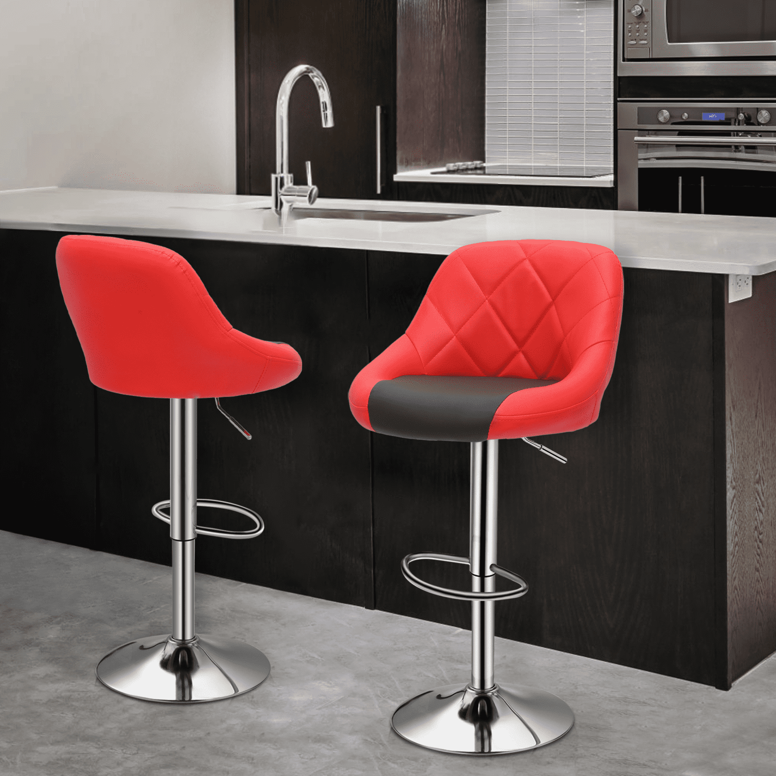 MoNiBloom Set of 2 Modern Swivel Bar Stools for Kitchen Counter, Faux ...