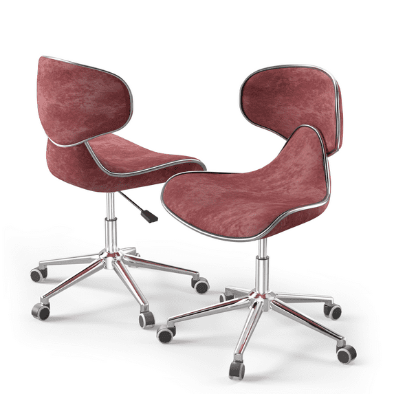 MoNiBloom Set of 2 Velvet Adjustable Rolling Bar Stools with Backrest ...