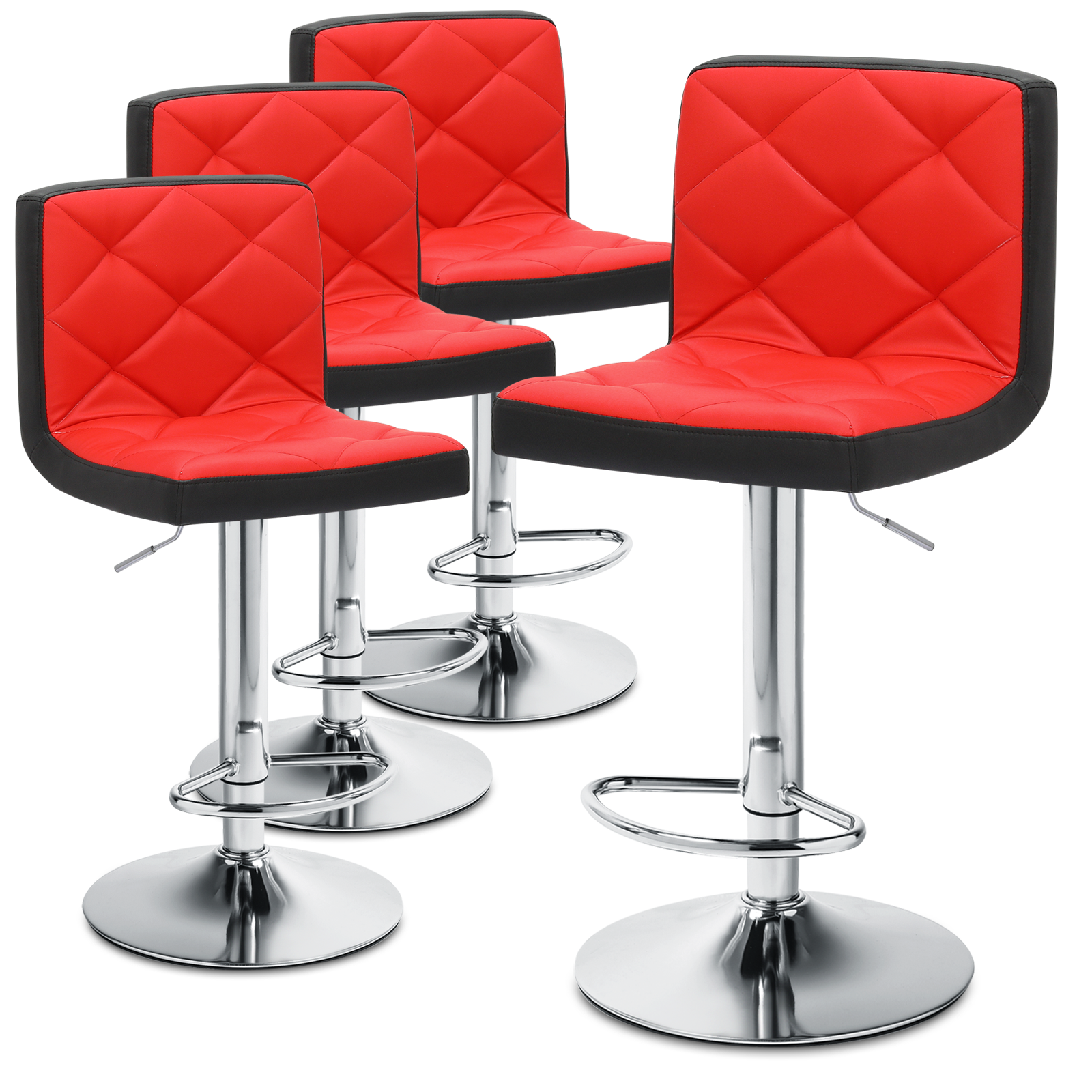 Topeakmart Set of 2 Adjustable Bar/Office Stools Square Back Counter ...