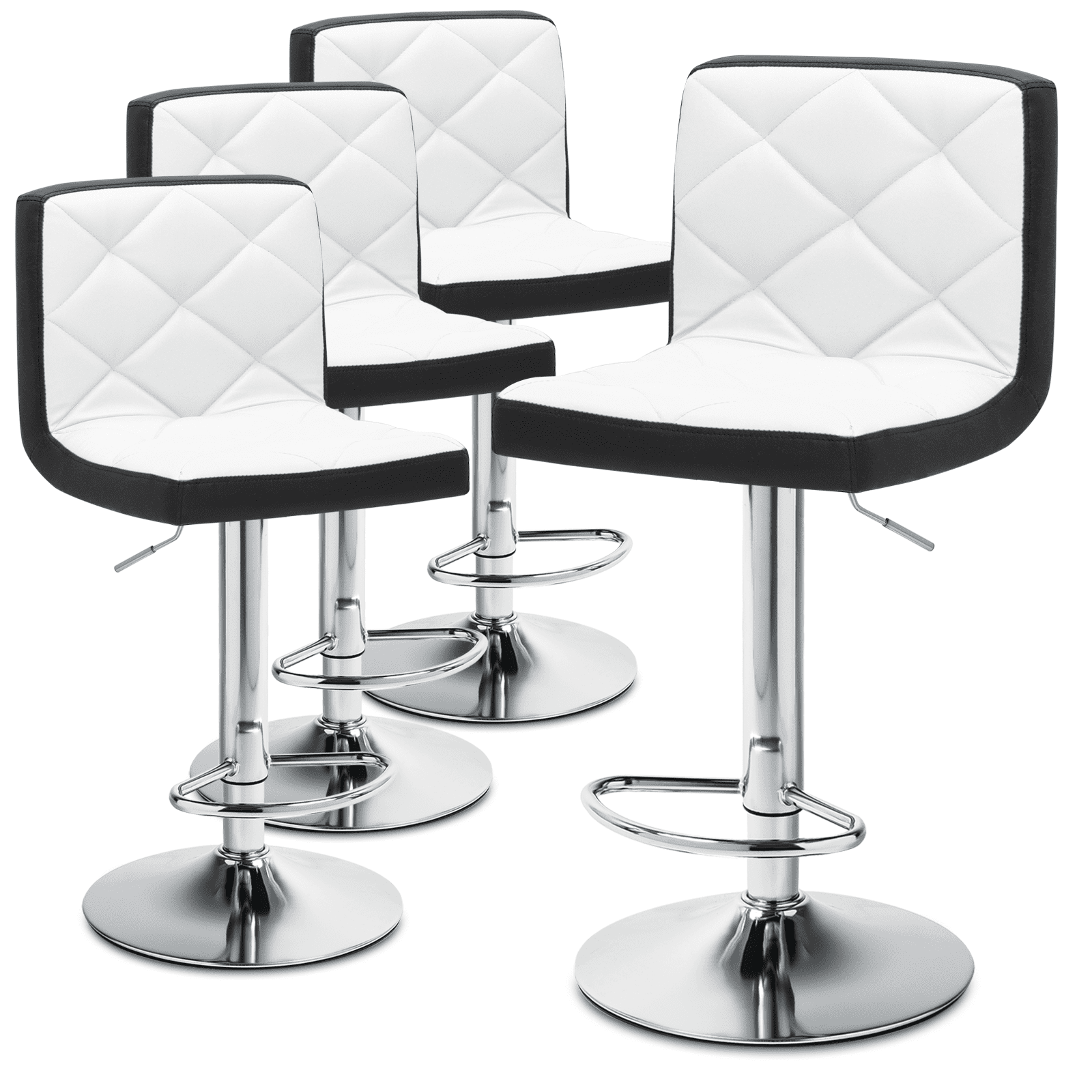MoNiBloom 4 Faux Leather Swivel Barstools, Adjustable Counter Chairs, White/Black - Walmart.com