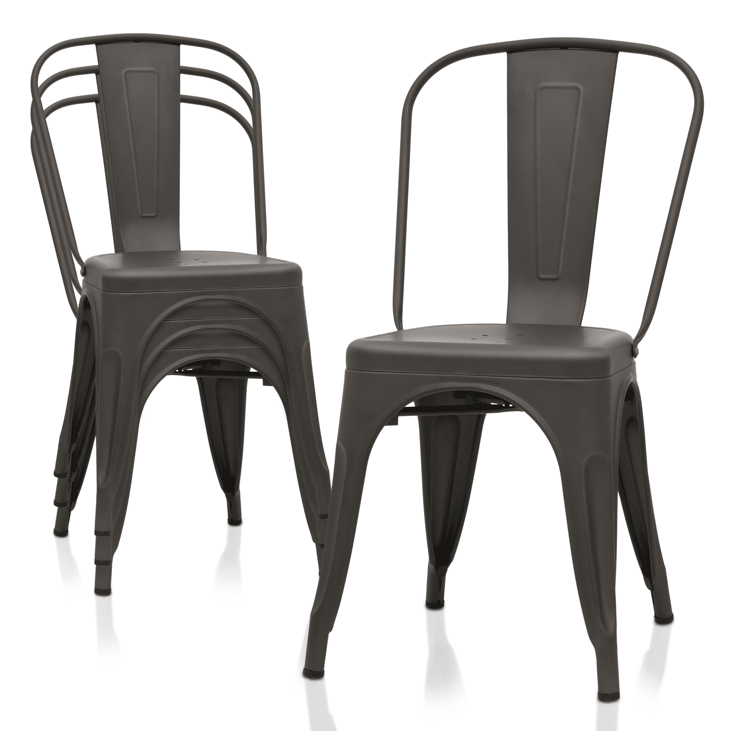 MoNiBloom Set of 4 Metal Dining Chairs, Modern Stackable Chairs Seat ...