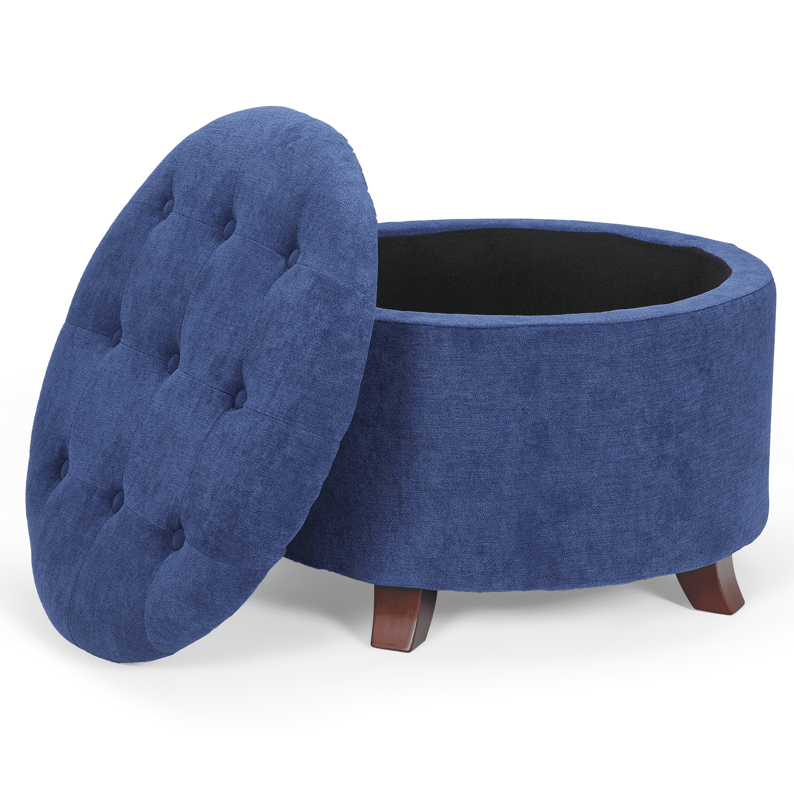 MoNiBloom Storage Ottoman with Padded Seat, Modern Cotton-linen ...