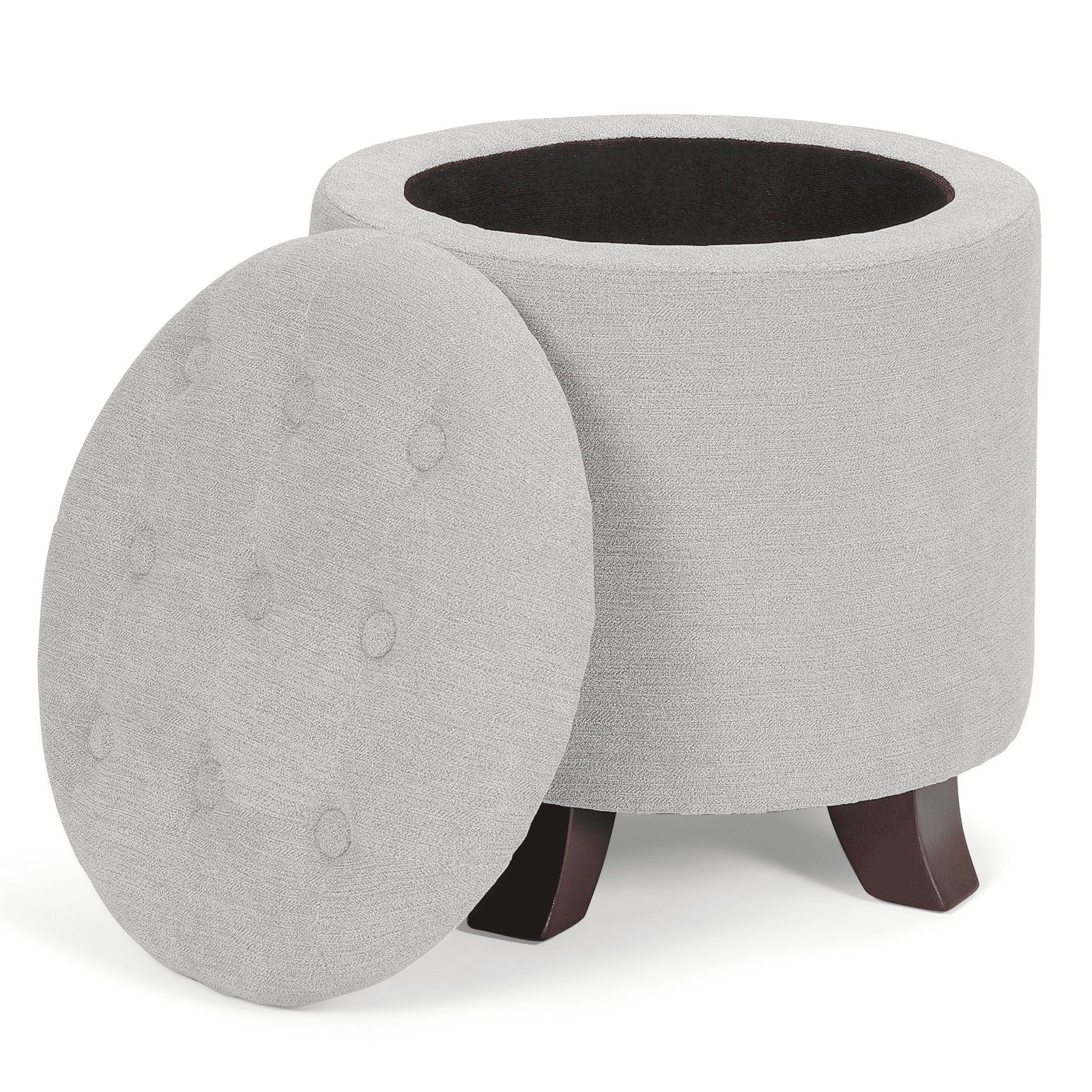 MoNiBloom Storage Ottoman with Padded Seat, Modern Cotton-linen ...