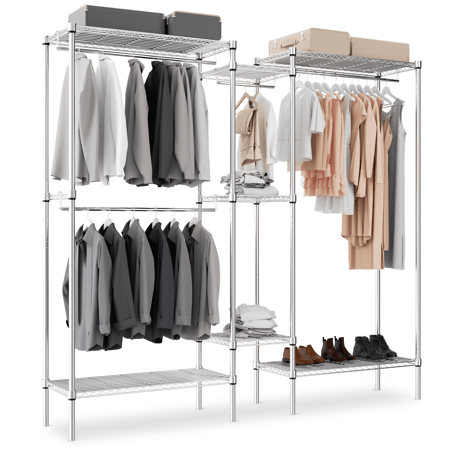 MoNiBloom Wire Garment Rack Heavy Duty Clothes Rack, Large Portable ...