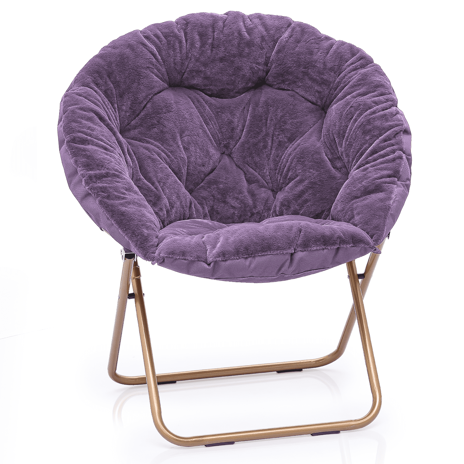 MoNiBloom Fuzzy Saucer Chair, Foldable Lounge, Padded Seat, Metal Frame ...