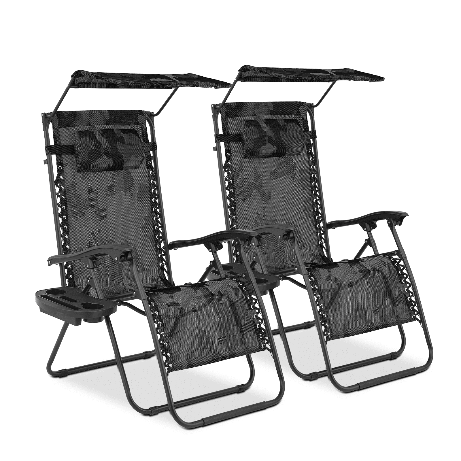 MoNiBloom Zero Gravity Chair Set of 2 with Canopy Shade, Patio Folding ...