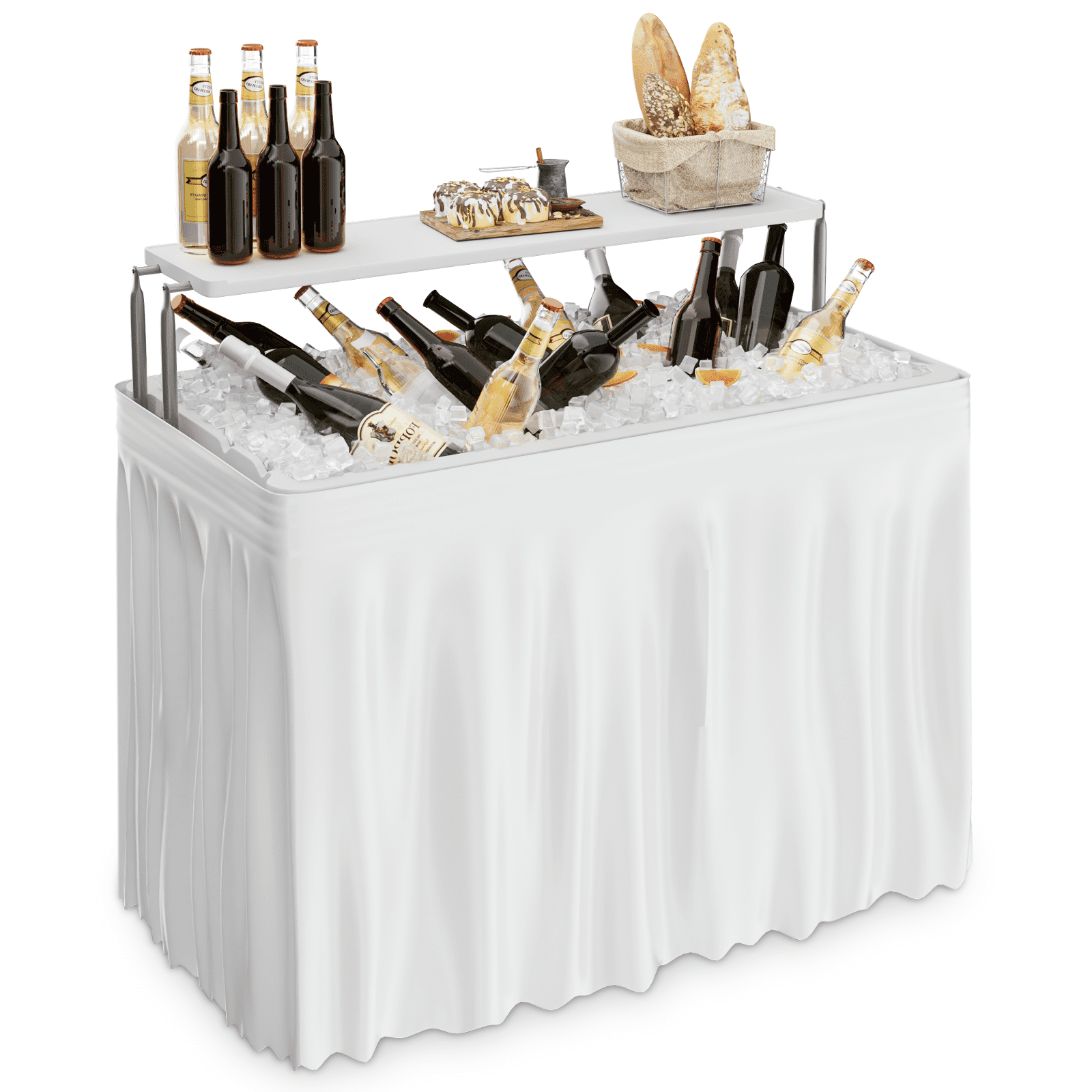 MoNiBloom folding Ice Cooler Table with Skirt & Downcomer, Portable ...