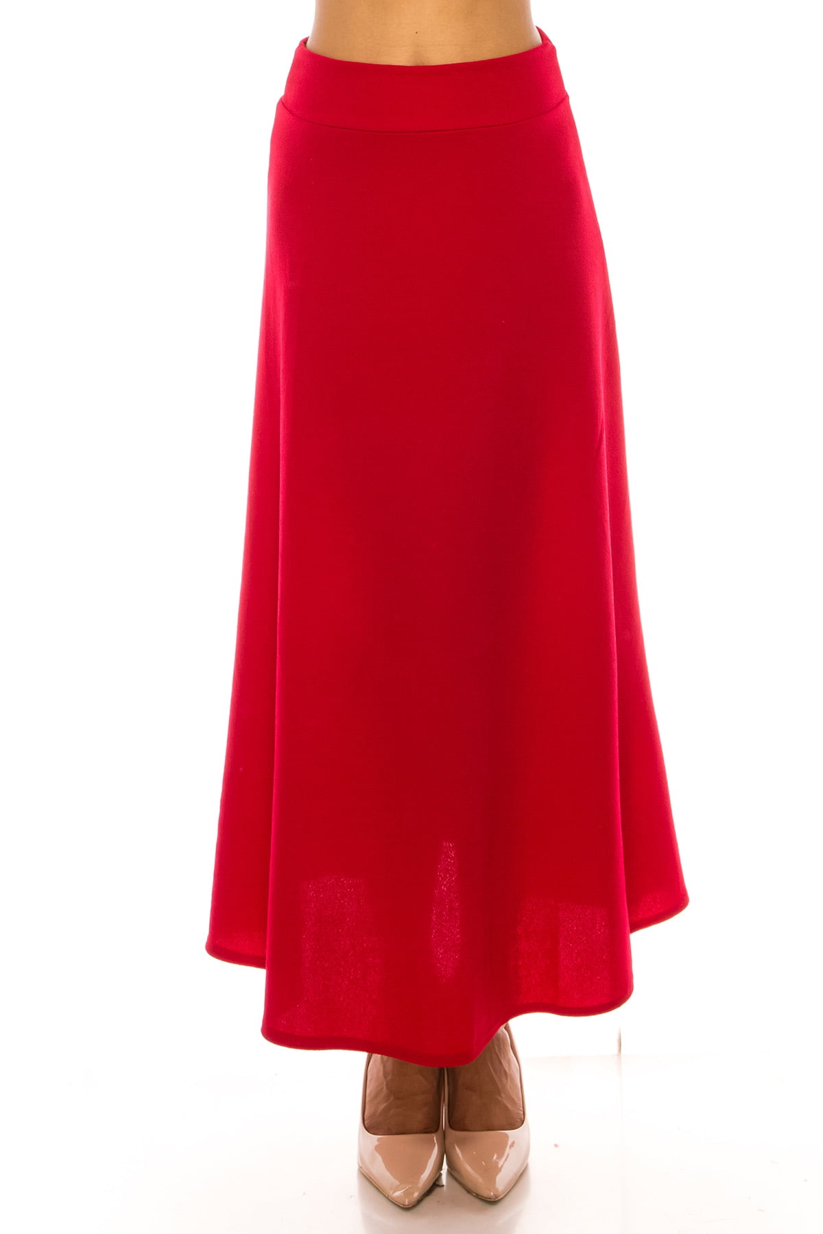 Women's Casual Solid Flare A-line Long Skirt - Walmart.com