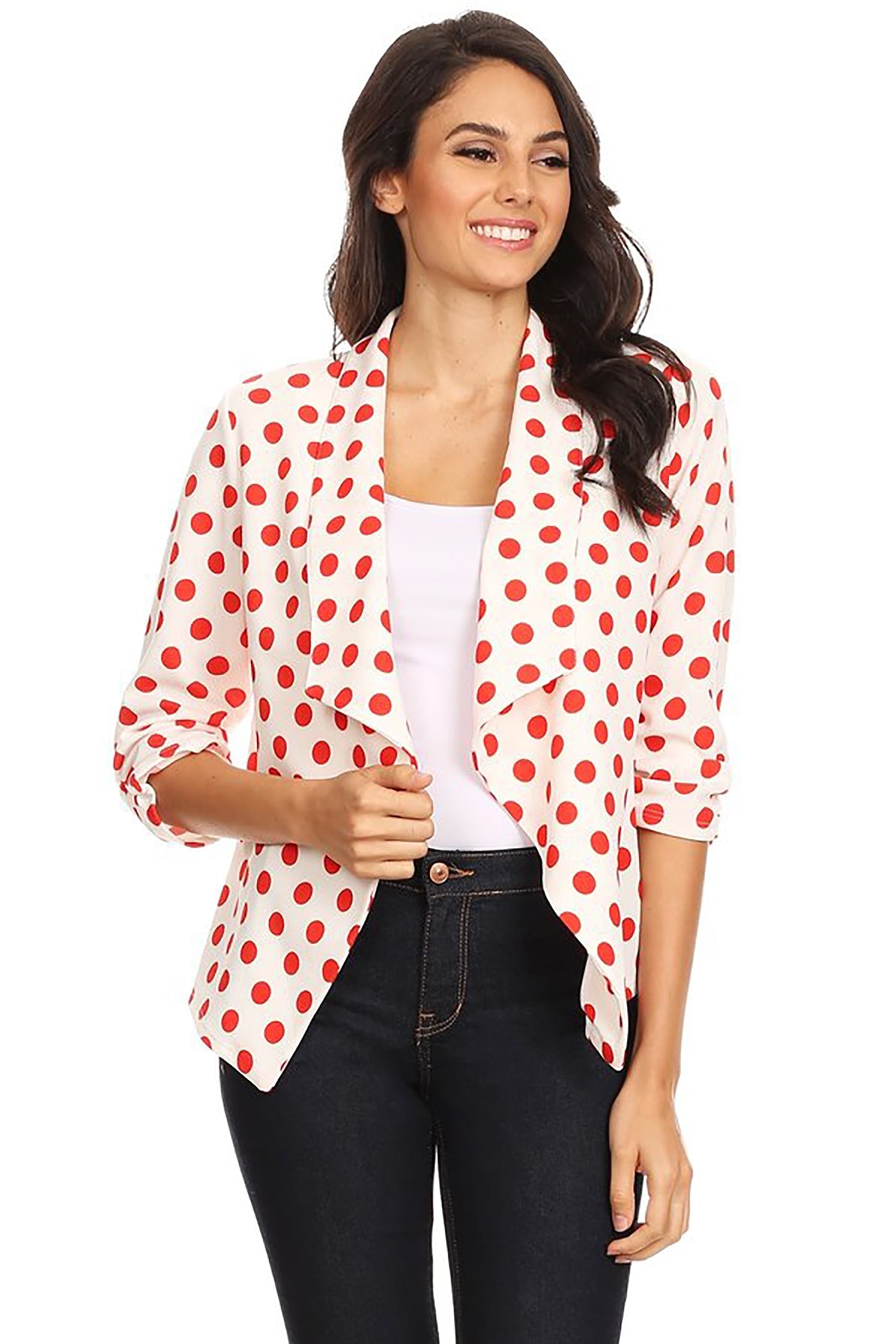 Moa Collection Women's Fitted Waist Length Jacket Open Front Draped ...