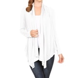 Moa Collection Women's Long Sleeve Draped Neck Cardigan, Waist-Length ...