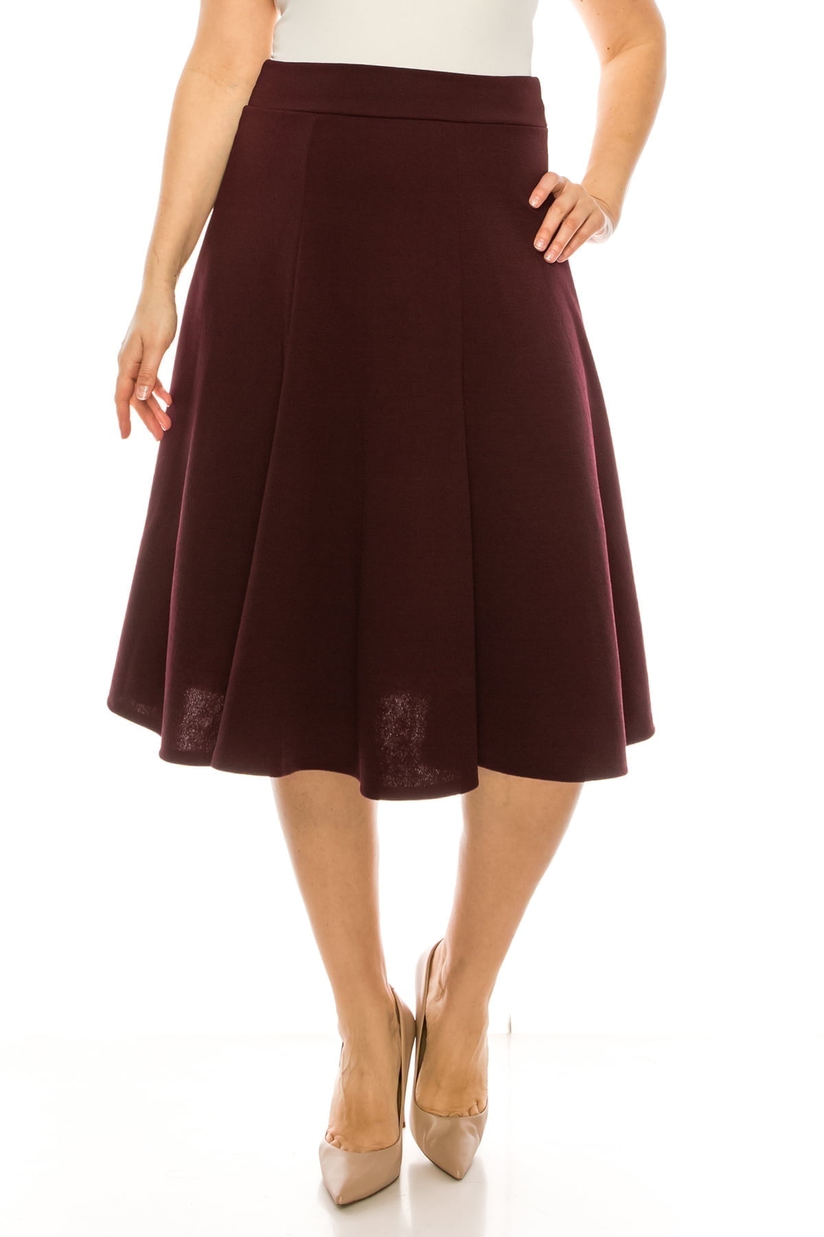 Moa Collection Women's Plus Size Classic Solid Flared Lightweight ...