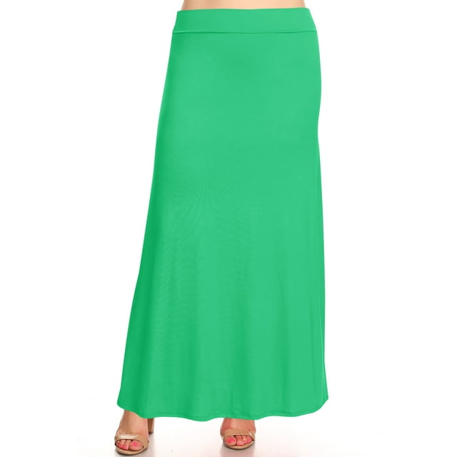 Moa Collection Womens Plus Size Elastic Band Foldable High Waist
