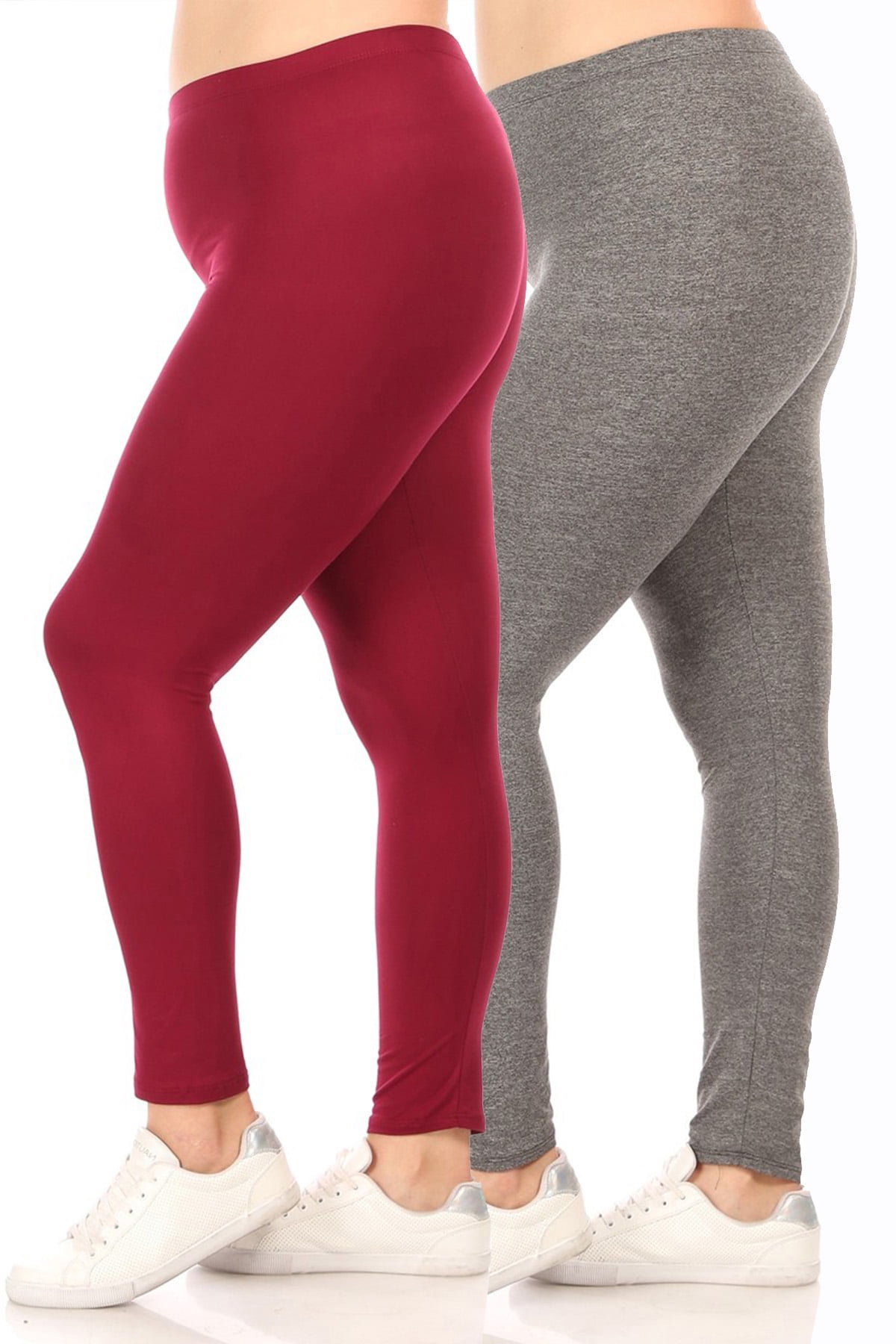 Moa Collection Women's Plus Size Solid High Waist Full Length Female ...