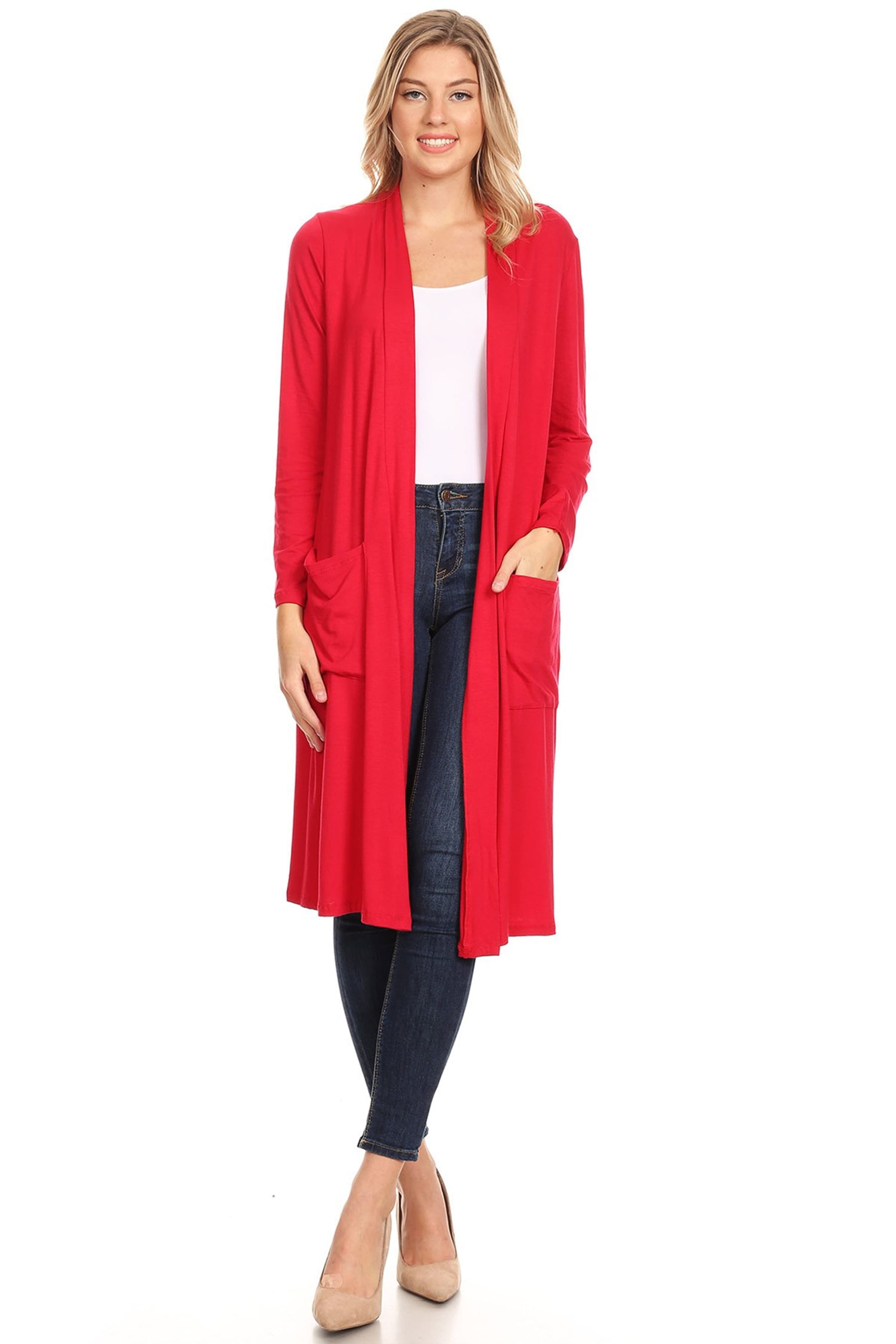 Moa Collection Women's Plus Solid Casual Lightweight Loose Fit Pocket ...