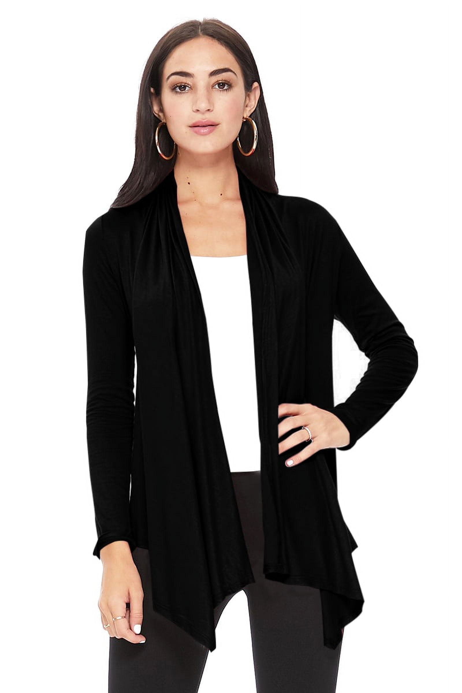 Moa Collection Women's Solid Casual Comfy Long Sleeve Drape Open Front ...