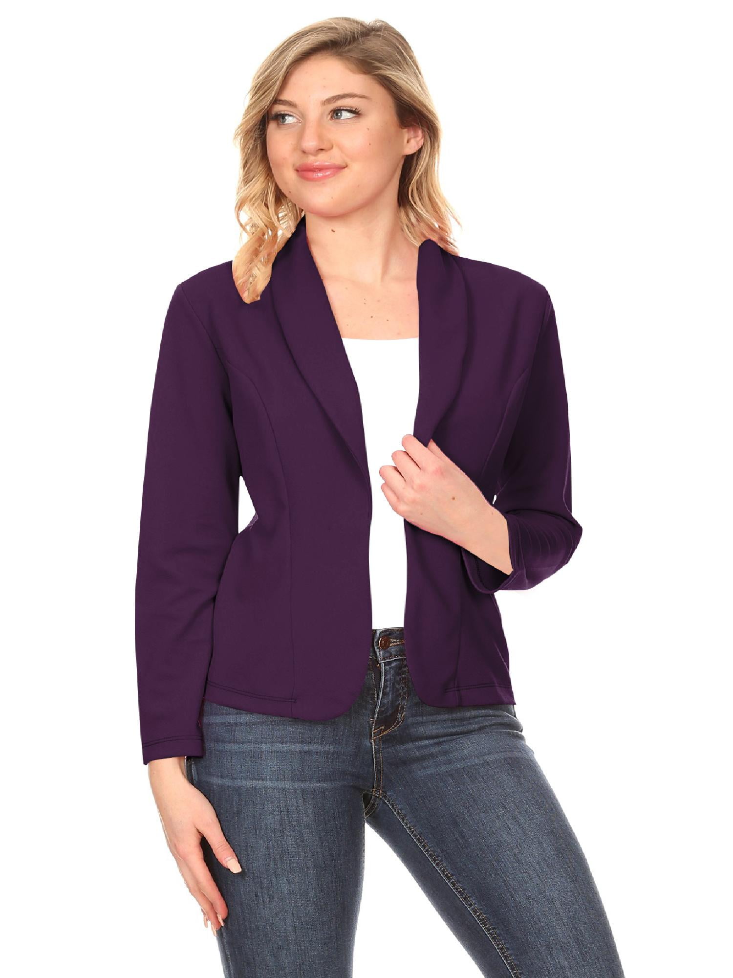 Moa Collection Women's Plus Casual Open Front Blazer Jacket - Walmart.com