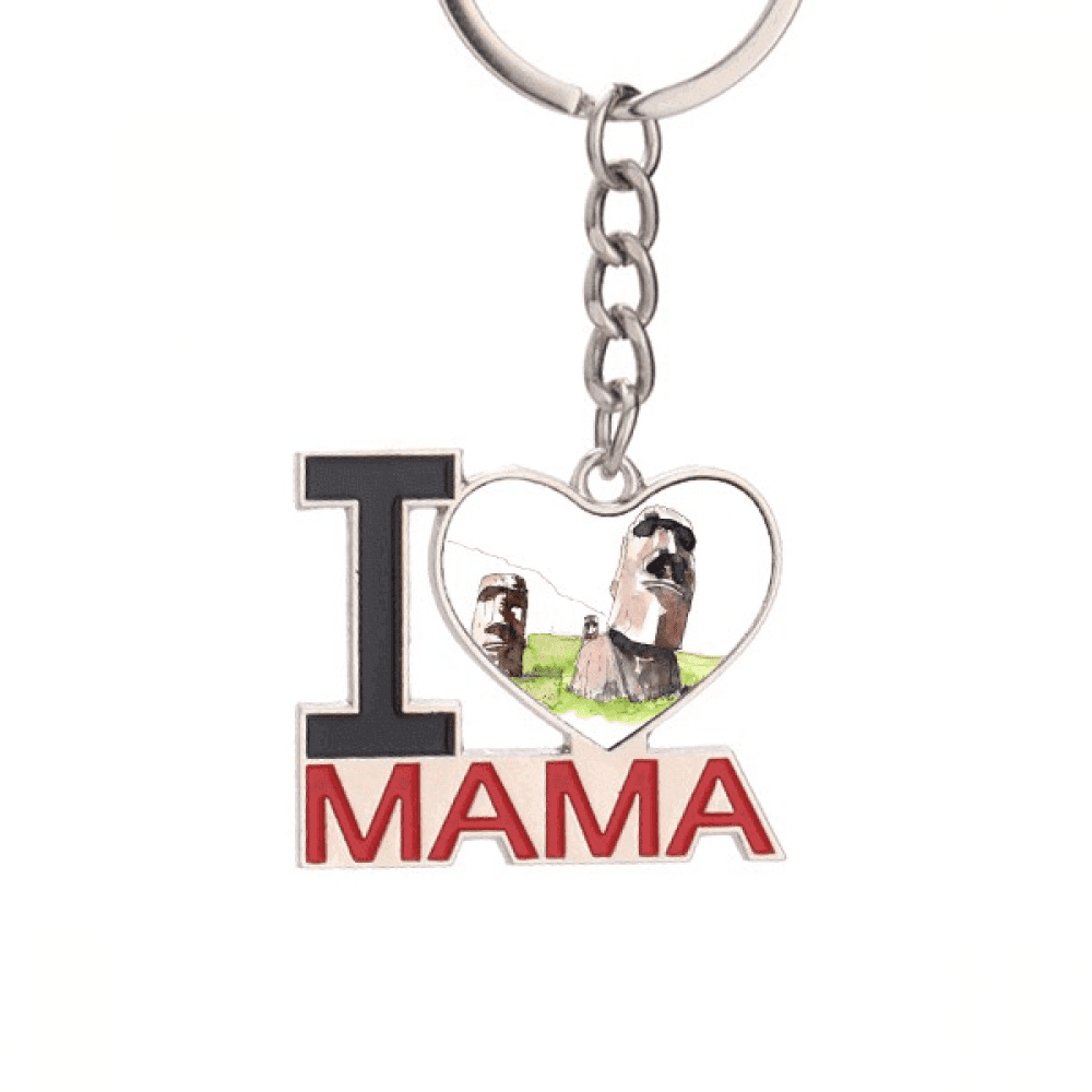 Moai Statues In Easter Island Keychain Metal Keyring Holder Love MAMA ...