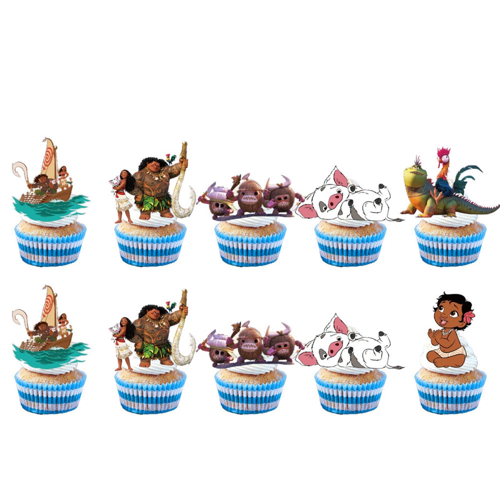 Moana 2 Cake Topper 2025 24PC Cupcake Toppers Party Decorations ...