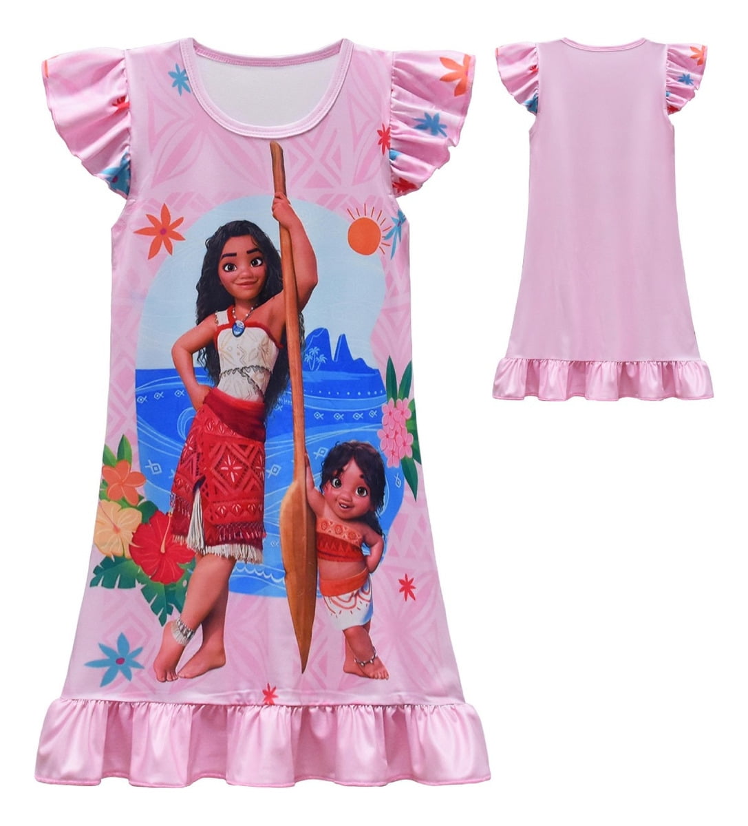 Moana 2 Island Dreams Girls Nightgown – Kids Tropical Sleep Dress with ...