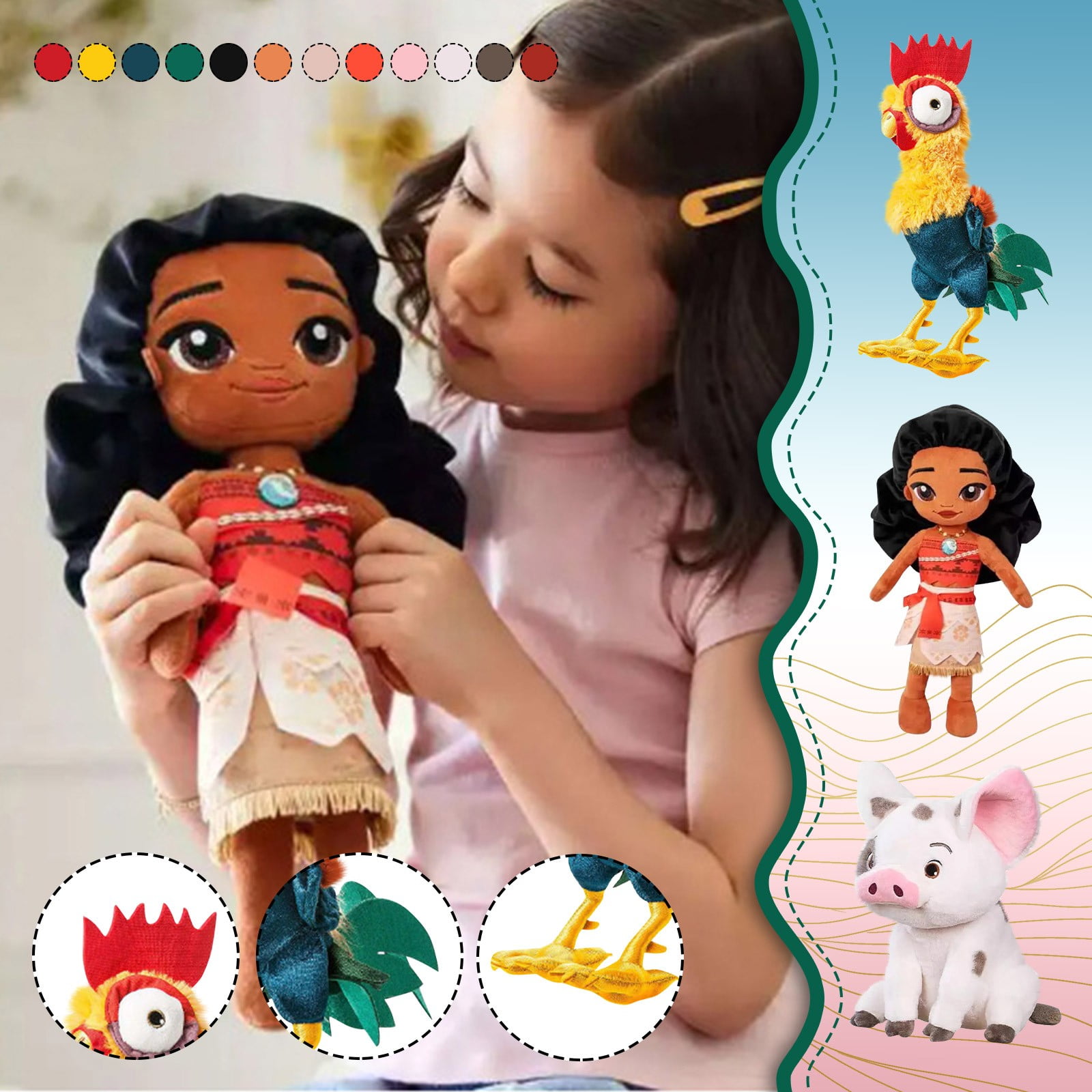 Moana 2 Plush Toys, Moana's Chicken & Pig, Ocean Adventures 2 ...