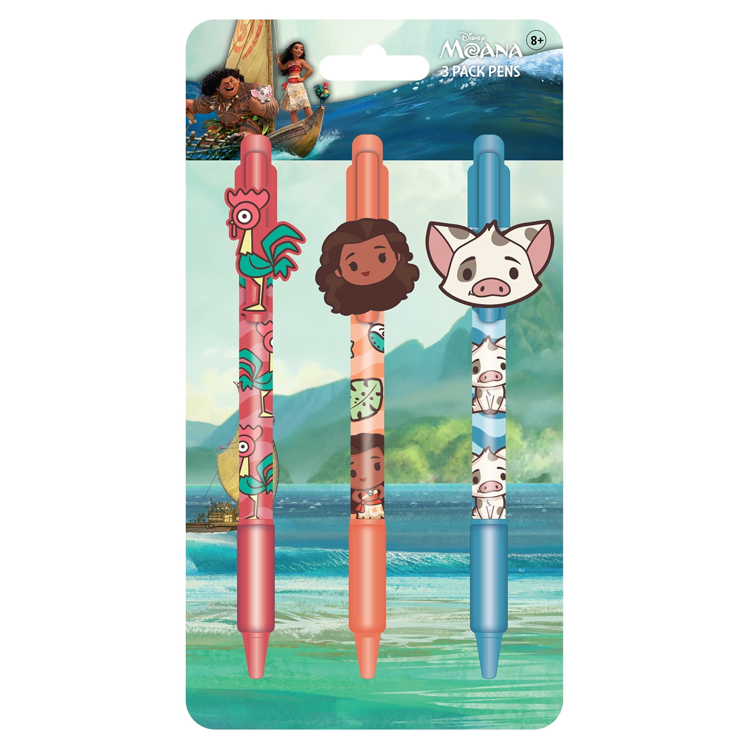 Disney Moana 3-Pack Pens with Rubber Characters - Walmart.com