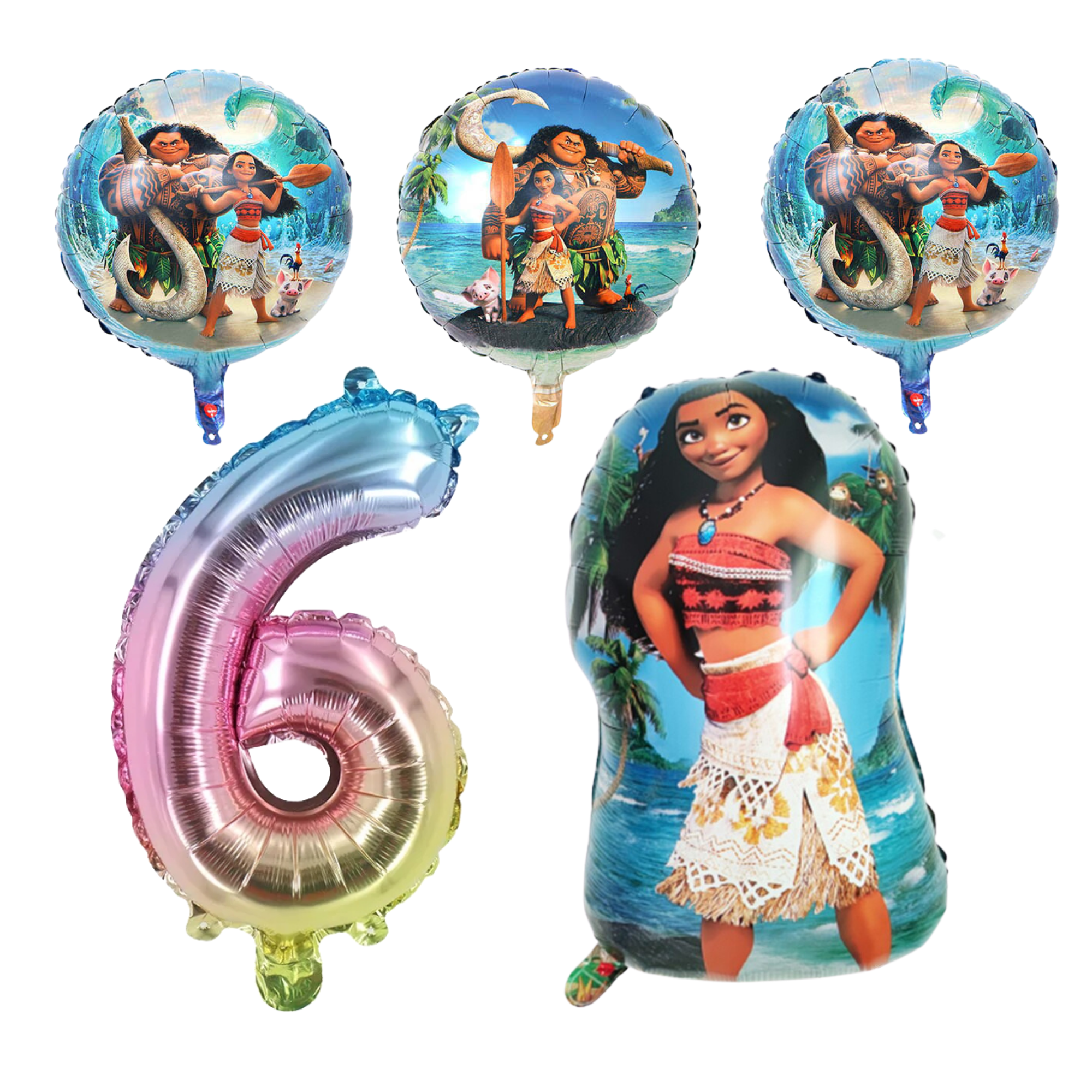 Moana 6th Birthday Party Foil Balloons Set Number 6 Girl - Walmart.com