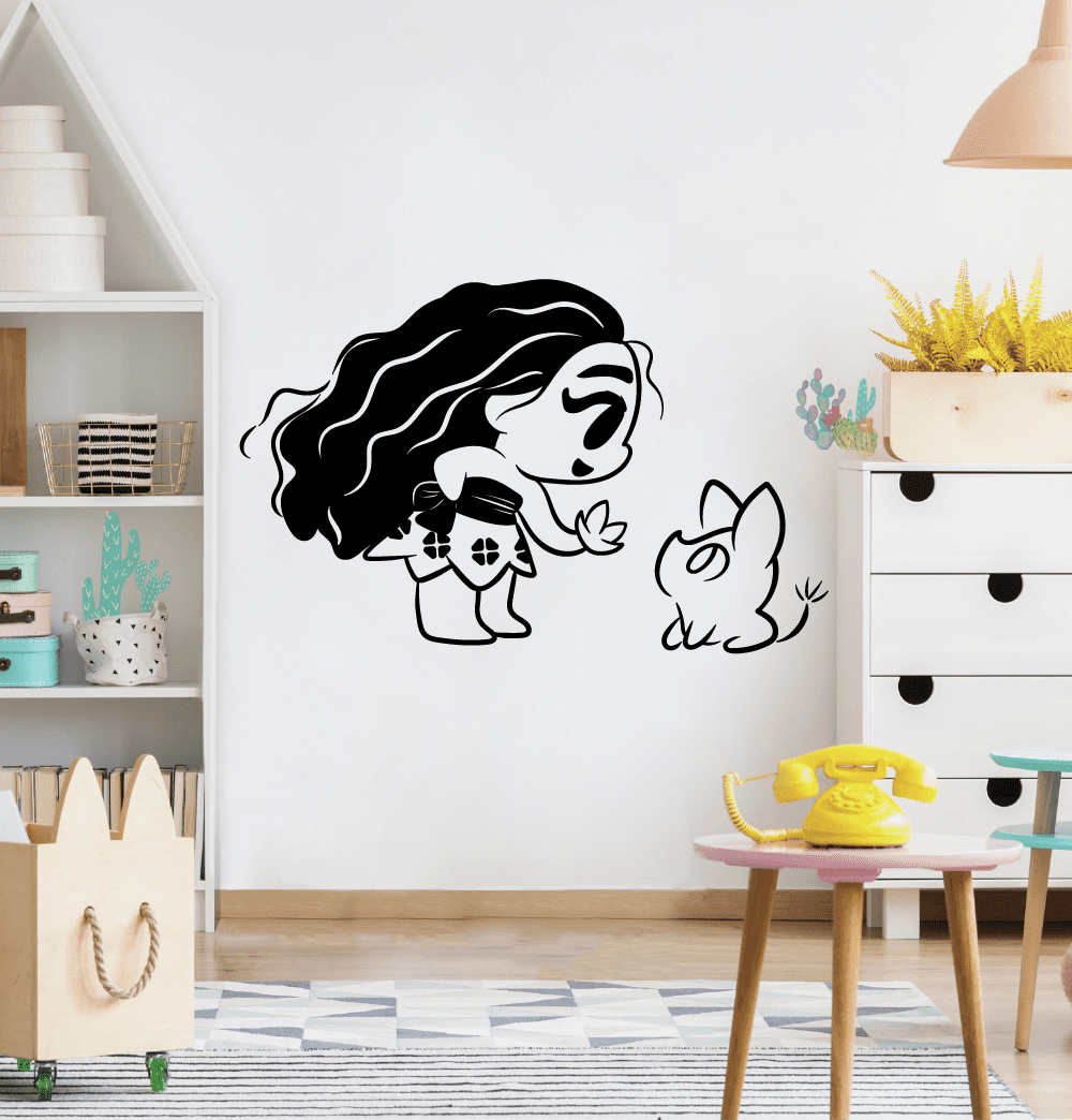 Moana And Pua Pig Cute Baby Moana Chibi Disney Princess Silhouette ...