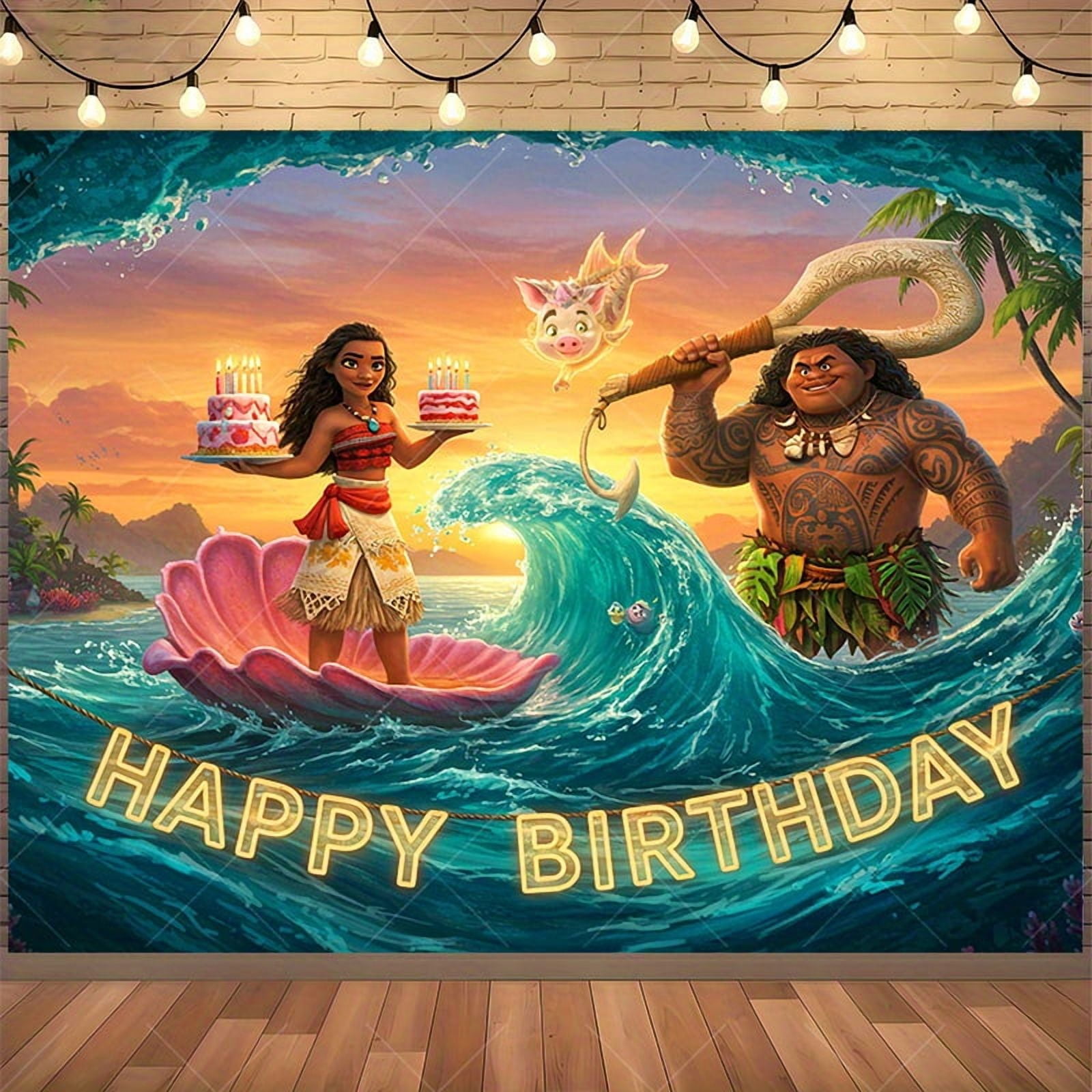 Moana Birthday Banner - Vibrant wall decoration for indoor/outdoor ...
