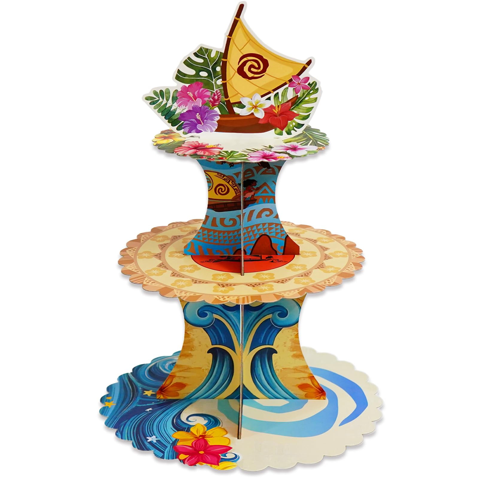 Moana Birthday Cupcake Stands, 3 Tier SMRPaper Cupcake Rack Moana Party ...