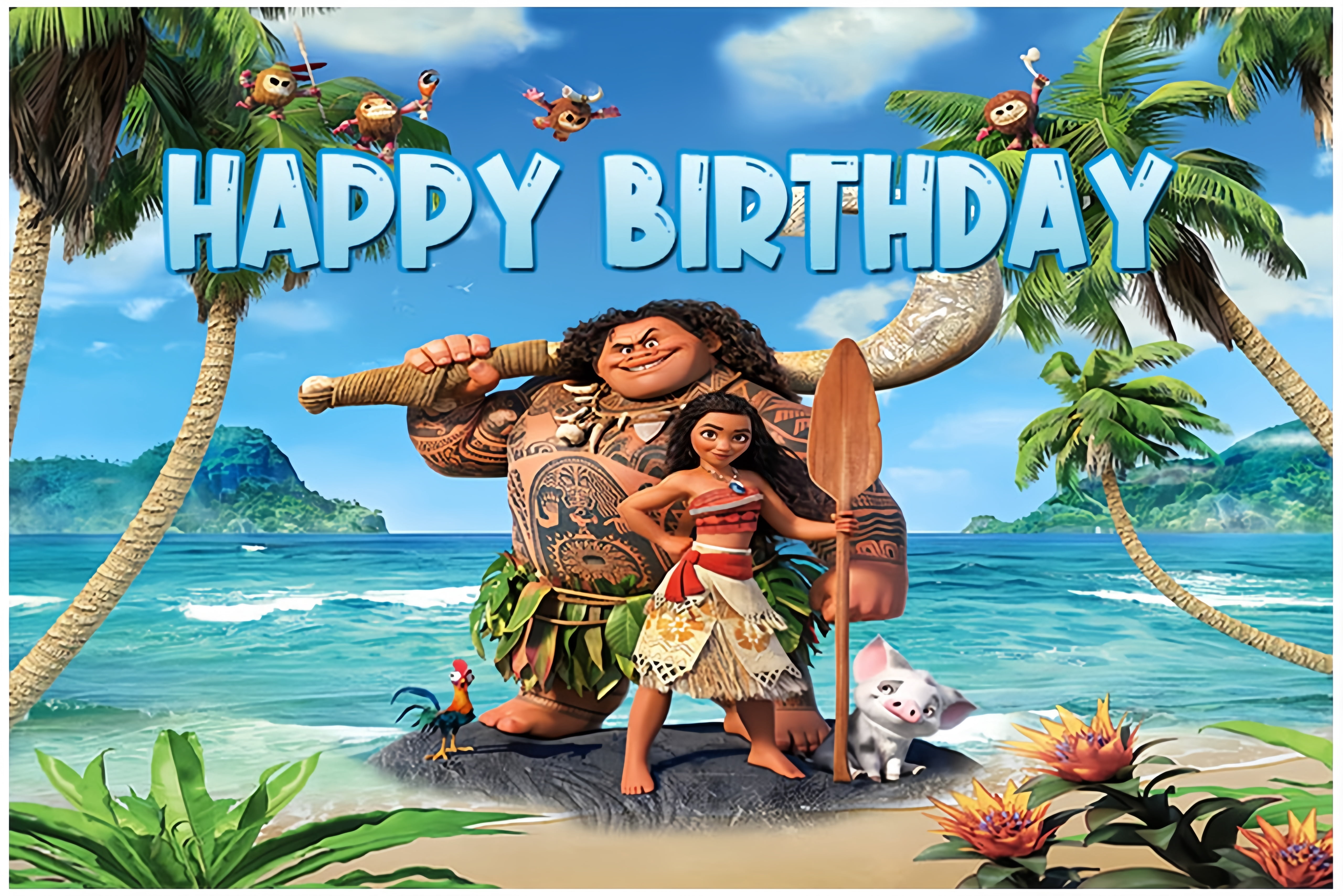 Moana Birthday Decorations, Moana Happy Birthday Backdrop for Birthday ...