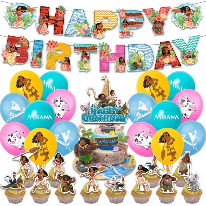 Moana Birthday Party Supplies,Cartoons Theme Party Decoration Set ...