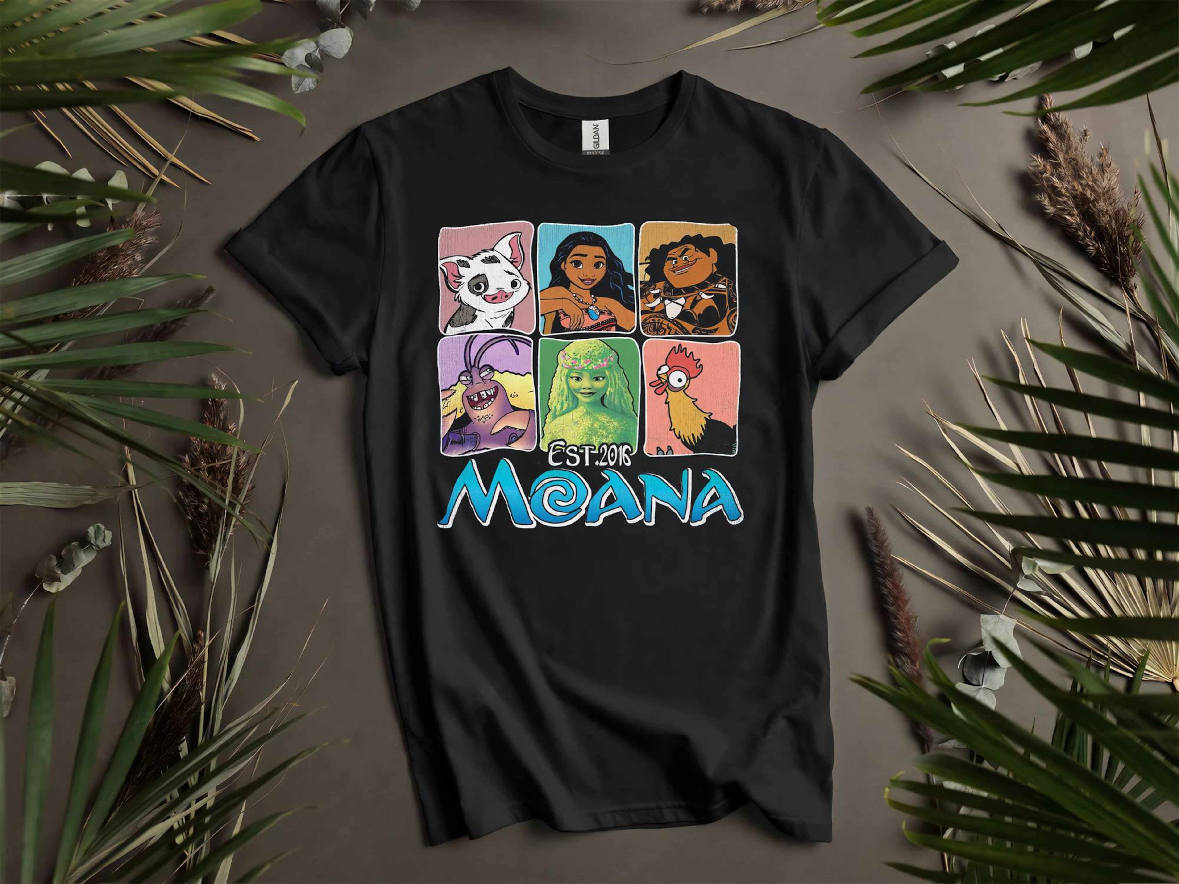 Moana Characters Group Shot 2016 Retro Custom T-Shirts for Men, Women ...