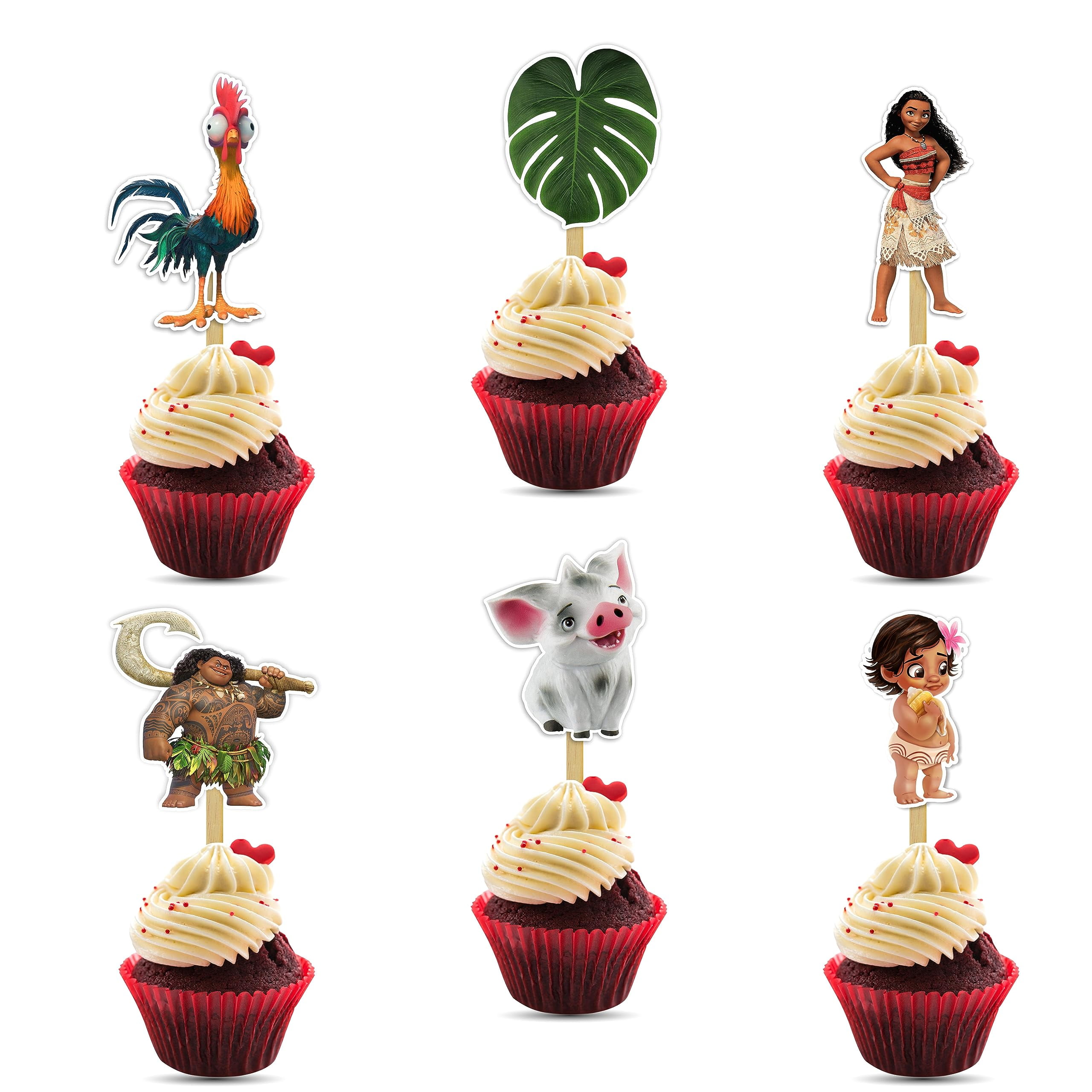 Moana Cupcake Toppers –Tropical Island Cupcake Toppers – Birthday Cake ...