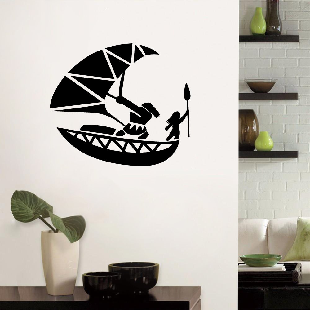 Moana Disney Princess And Mauia Sailing Way Finding Silhouette Vinyl ...