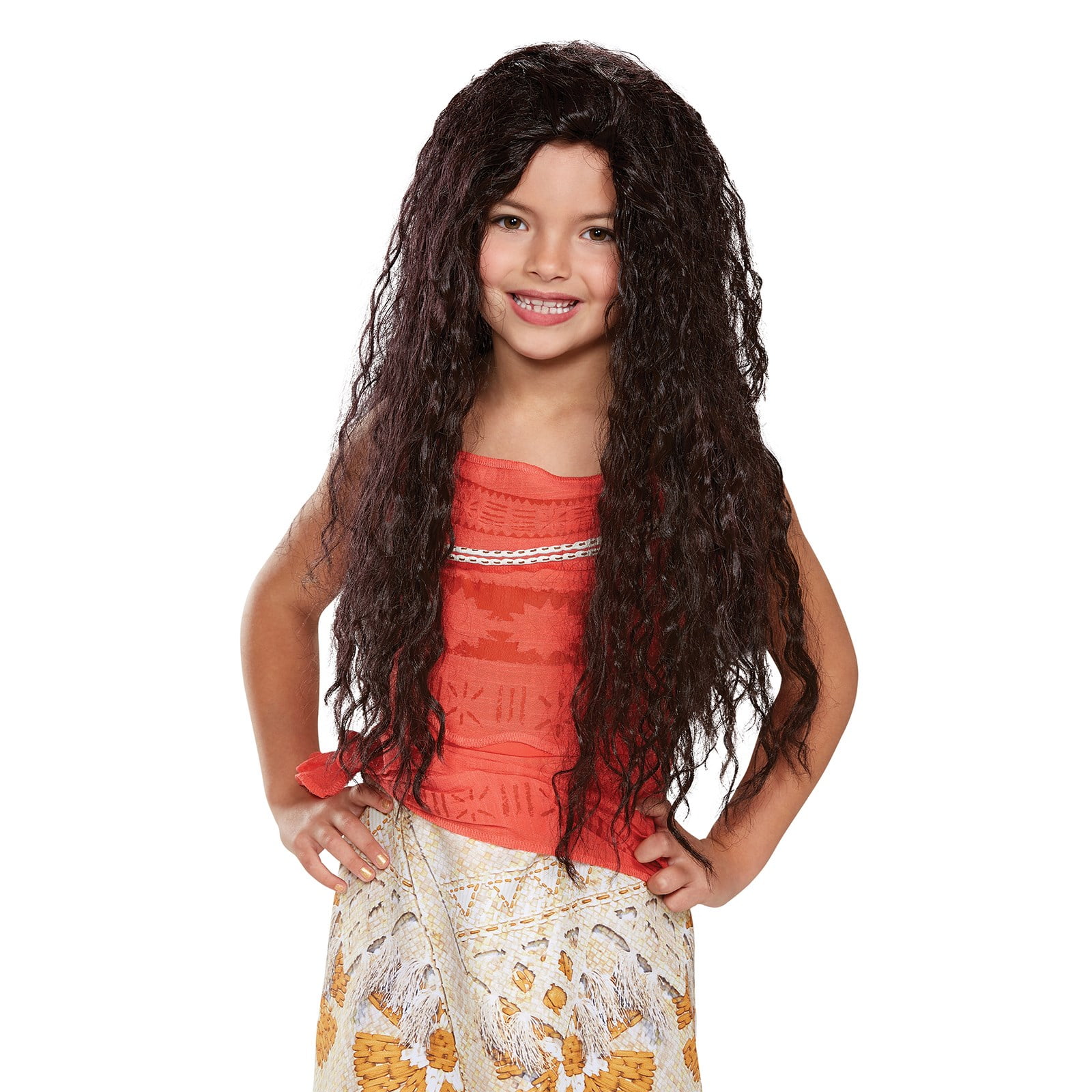 Kids Moana Deluxe Child Wig for Halloween Costume, Long Brown, One Size ...