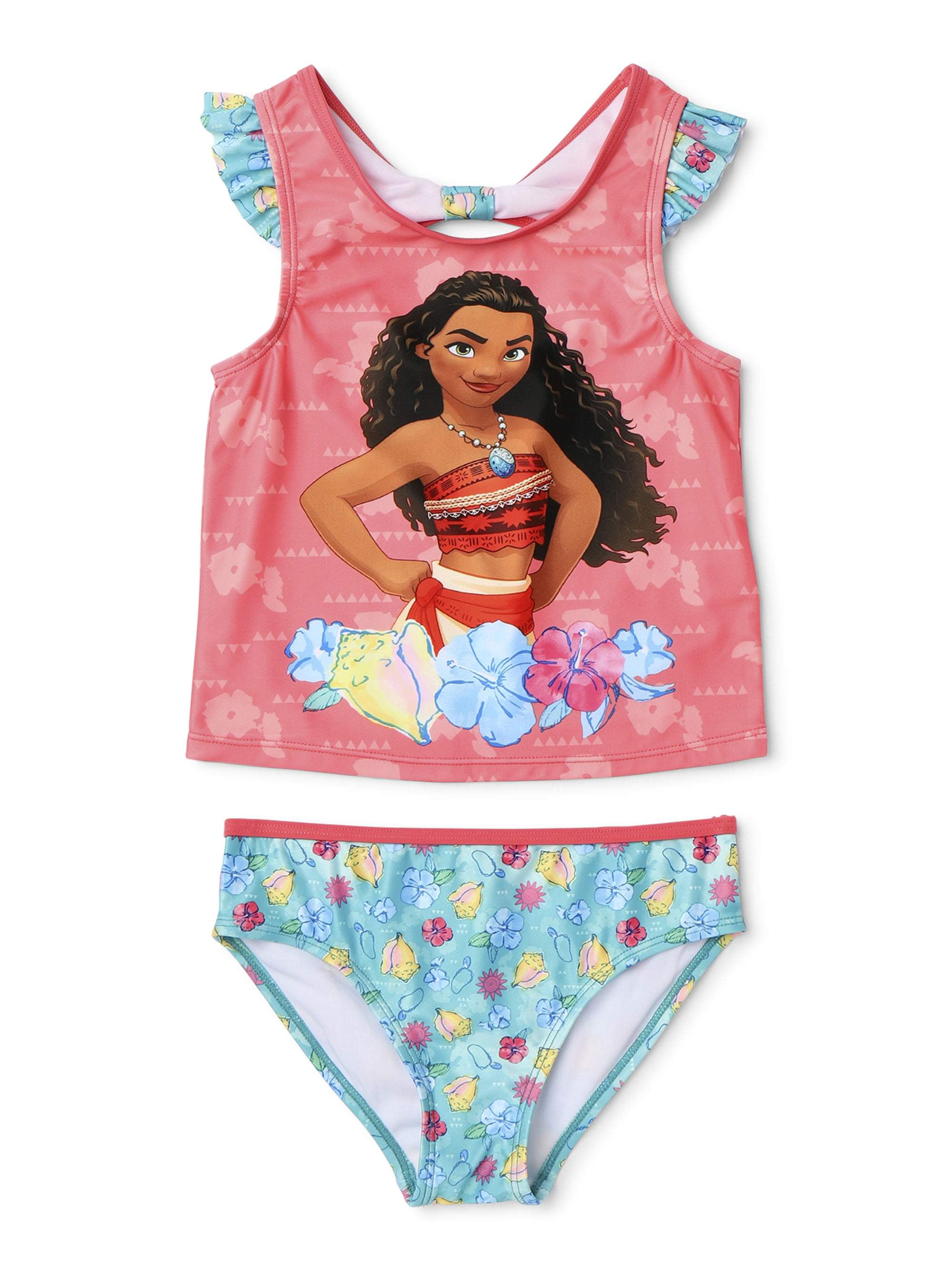 Moana Girls 4-6x Ruffle Trim Tankini - Walmart.com