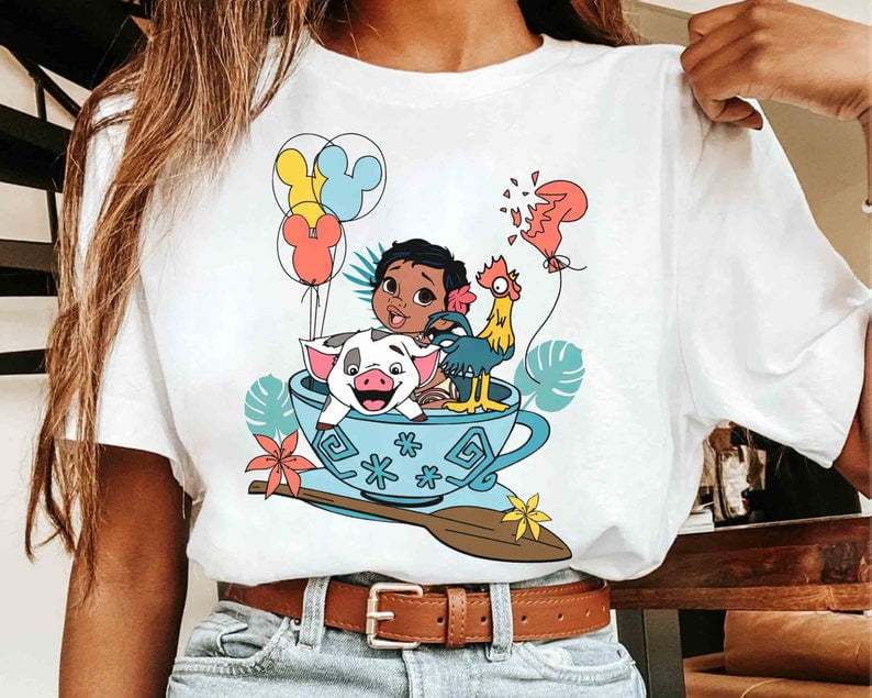 Moana Hei Hei Pua Balloons Tea Cup T-shirt, Disney Moana 2 Characters ...