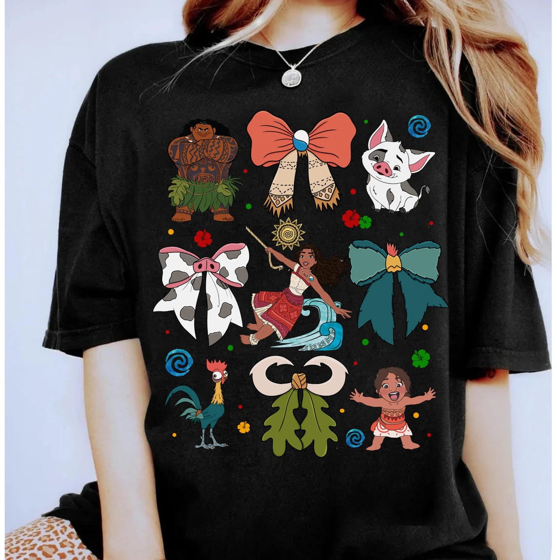 Moana Hei Hei Rooster and Pua Coquette Bows Shirt, Disney Moana 2 Movie ...