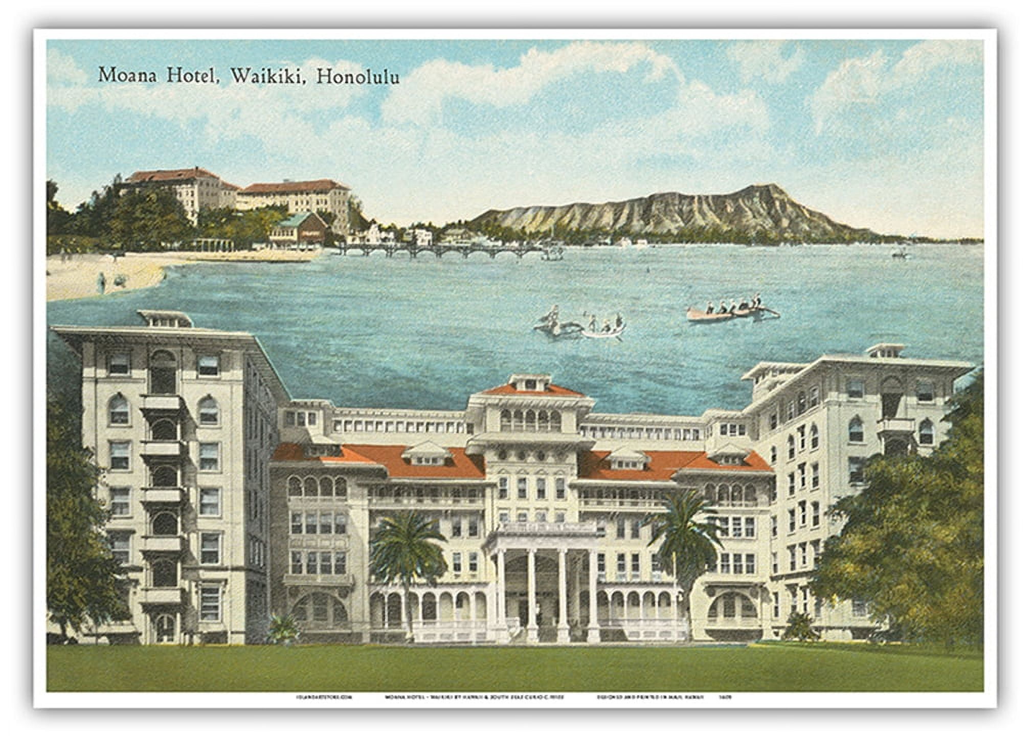 Moana Hotel - Waikiki Honolulu - Hawaii - Vintage Hawaiian Hand-Colored ...