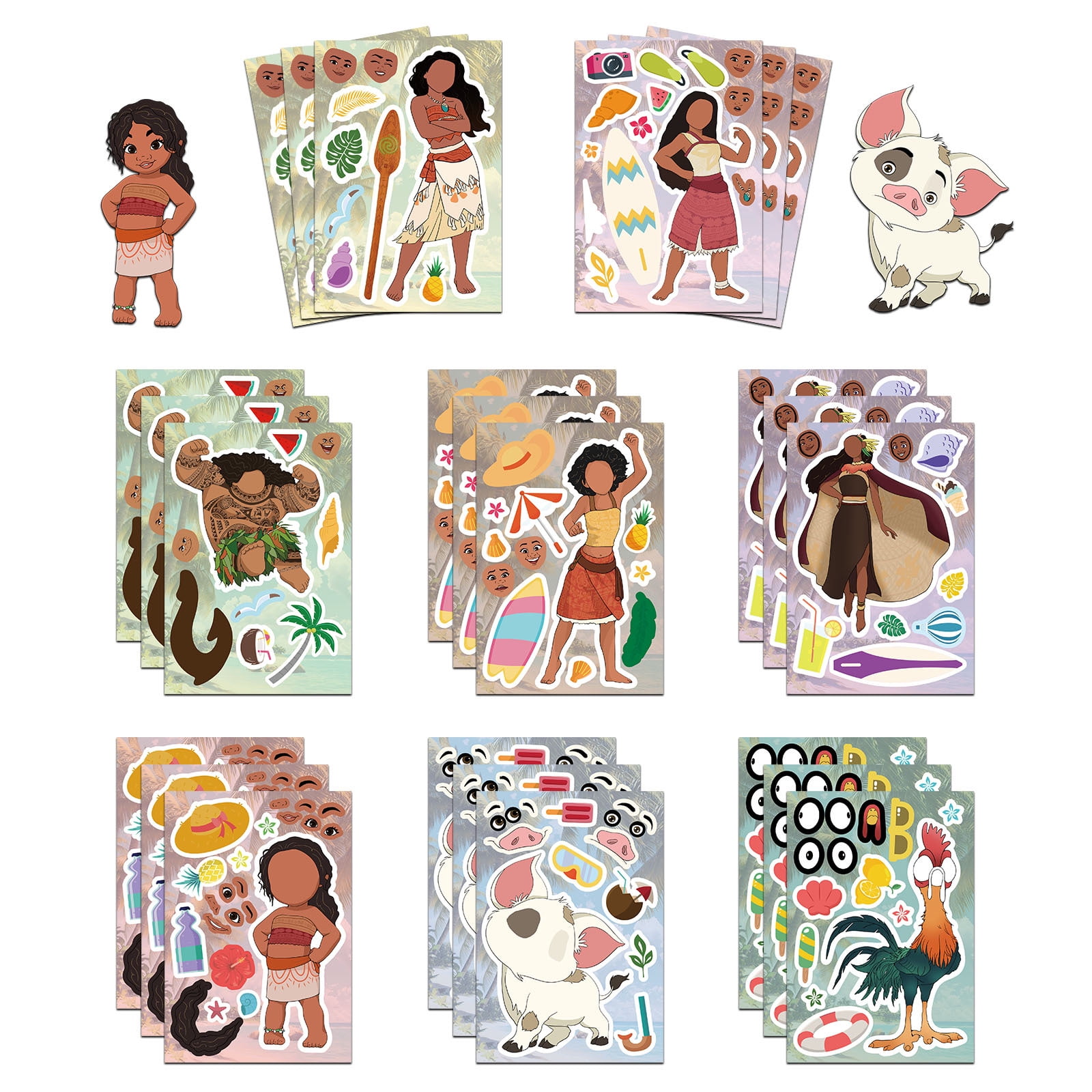 Moana Inspired Make-a-face Stickers, Make You Own Stickers DIY Cartoon ...