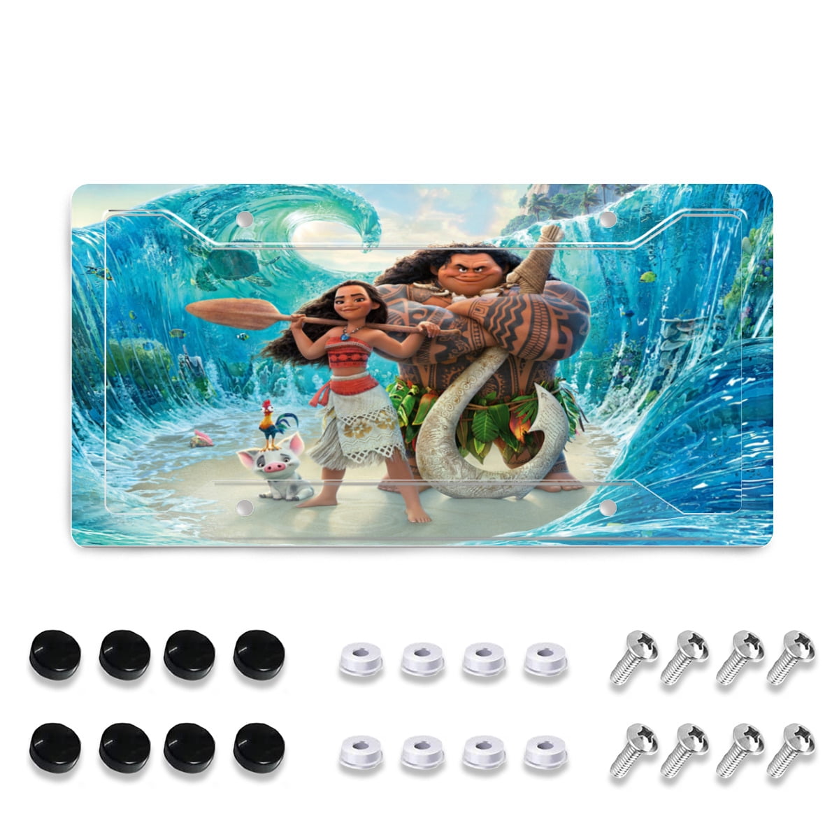 Moana License Plate Frame Set - 4-hole License Plate Frame + License ...