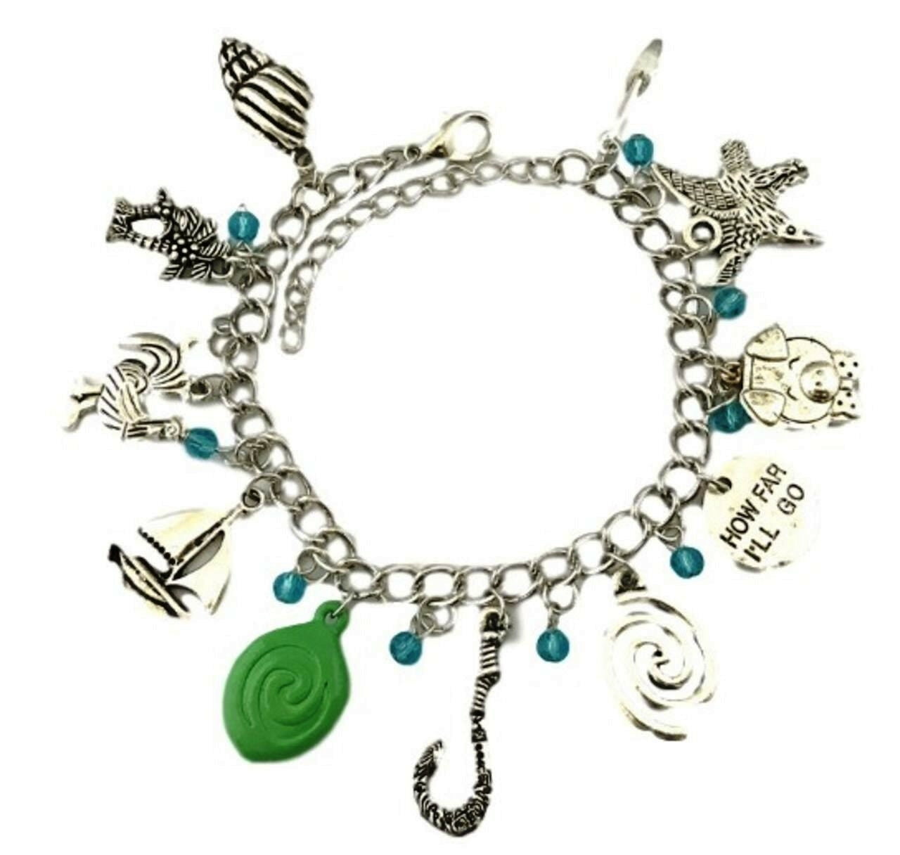 Moana Movie Themed Silvertone Charm Bracelet - Walmart.com