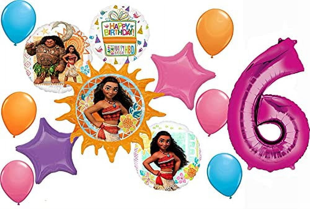 Moana Party Supplies 6th Birthday Master Way-Finder Balloon Bouquet ...