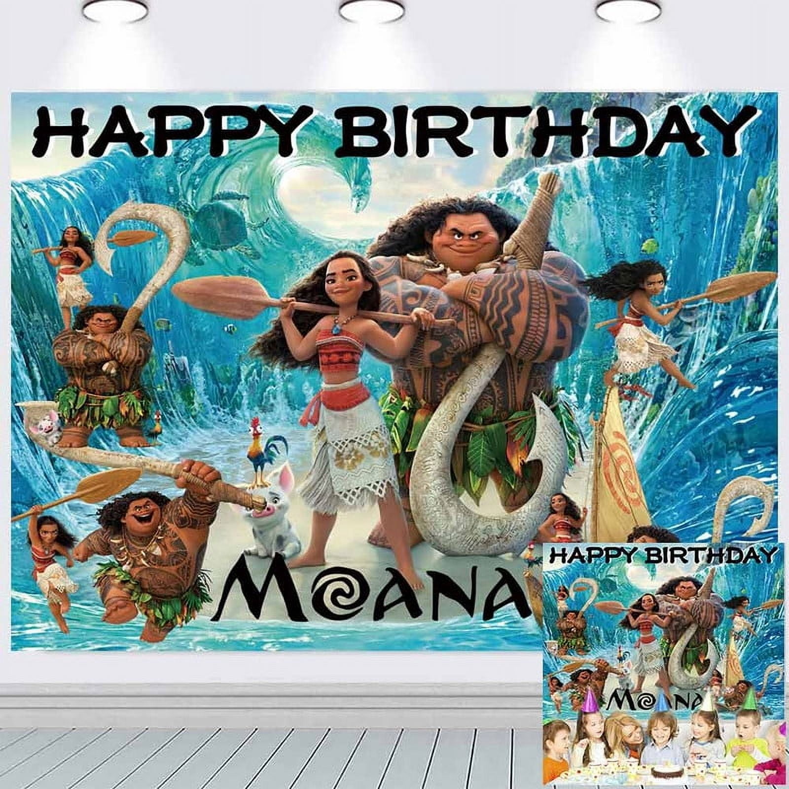 Moana Princess Backdrop Banner Party Supplies Post Birthday Decorations ...