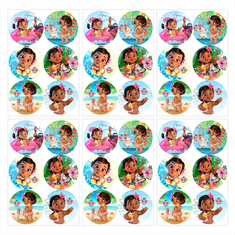 Moana Princess Stickers Party Favors Labels Birthday Thank You Themed ...