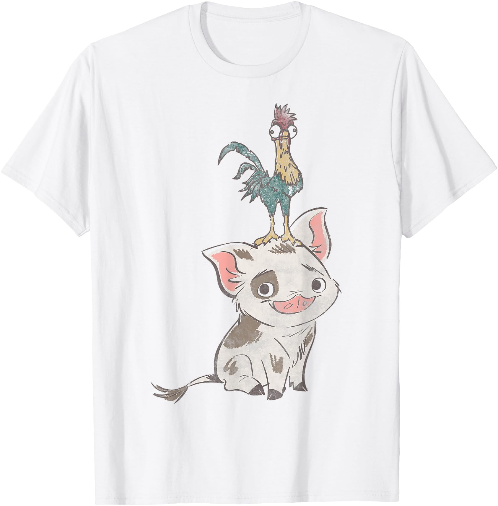 Moana Pua And Hei Hei Simple Portrait T-Shirt,Light Pink Color,Size ...