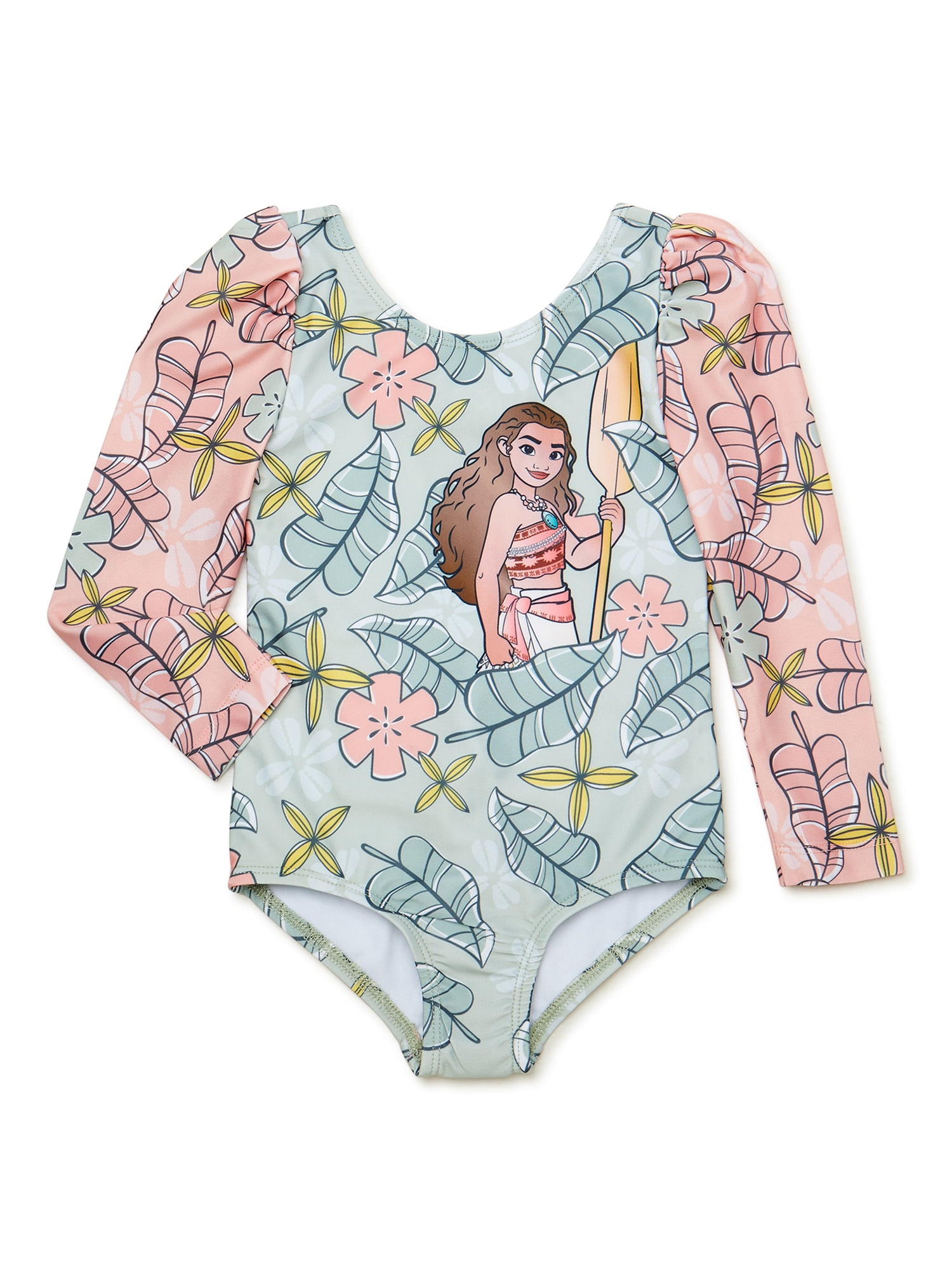 Disney Moana Toddler Girl's UPF 50+ One-Piece Rashguard Bathing Swim ...